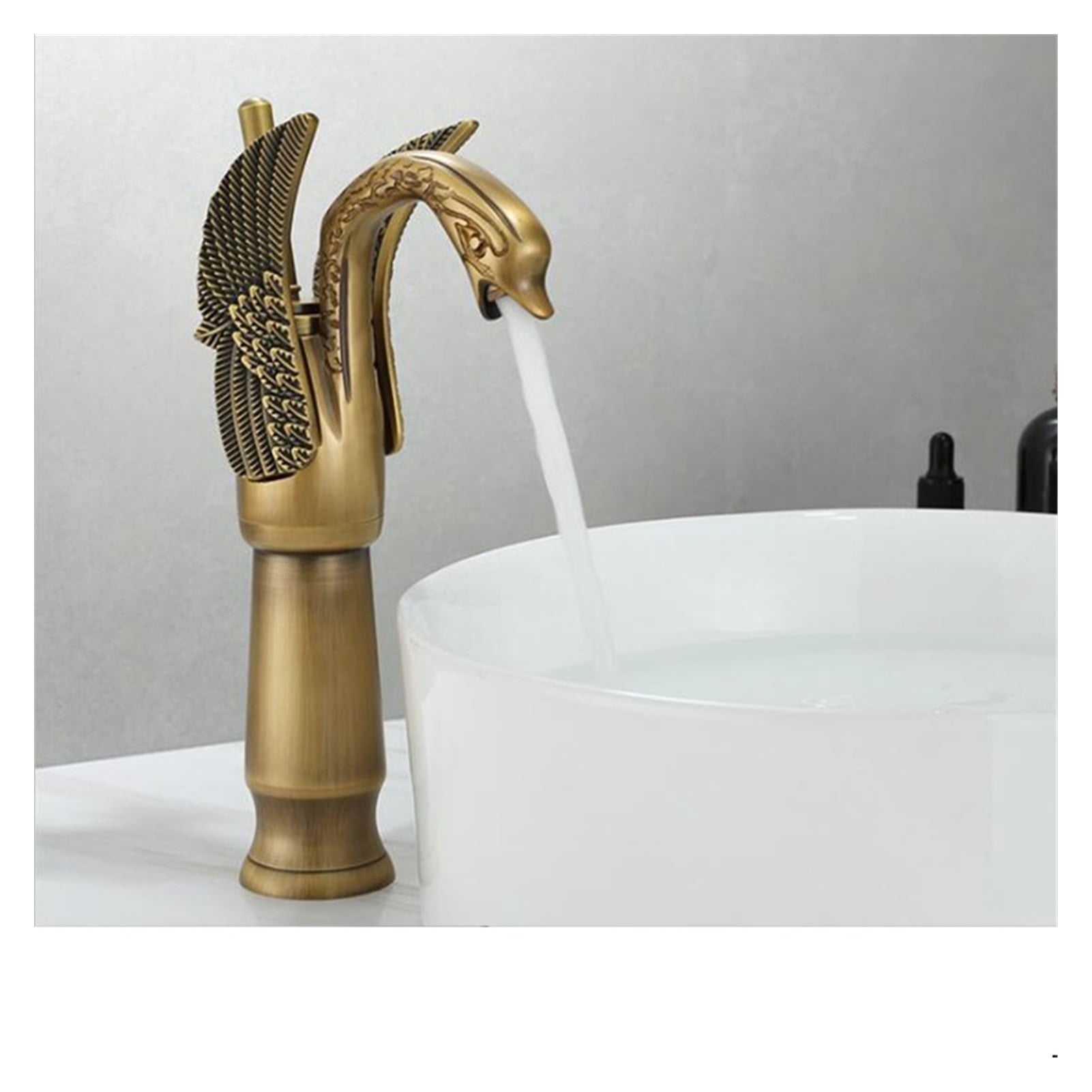 Gold Luxury Bathroom Sink Faucet Vintage Copper Swan Style Personality ...