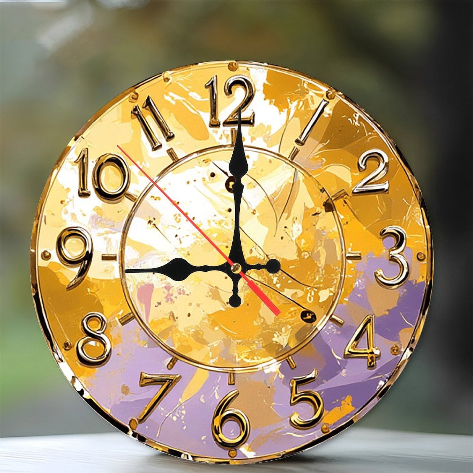 Gold Luxury Wall Clock Home Decor 10-Inch Silent Wooden Wall Clock ...