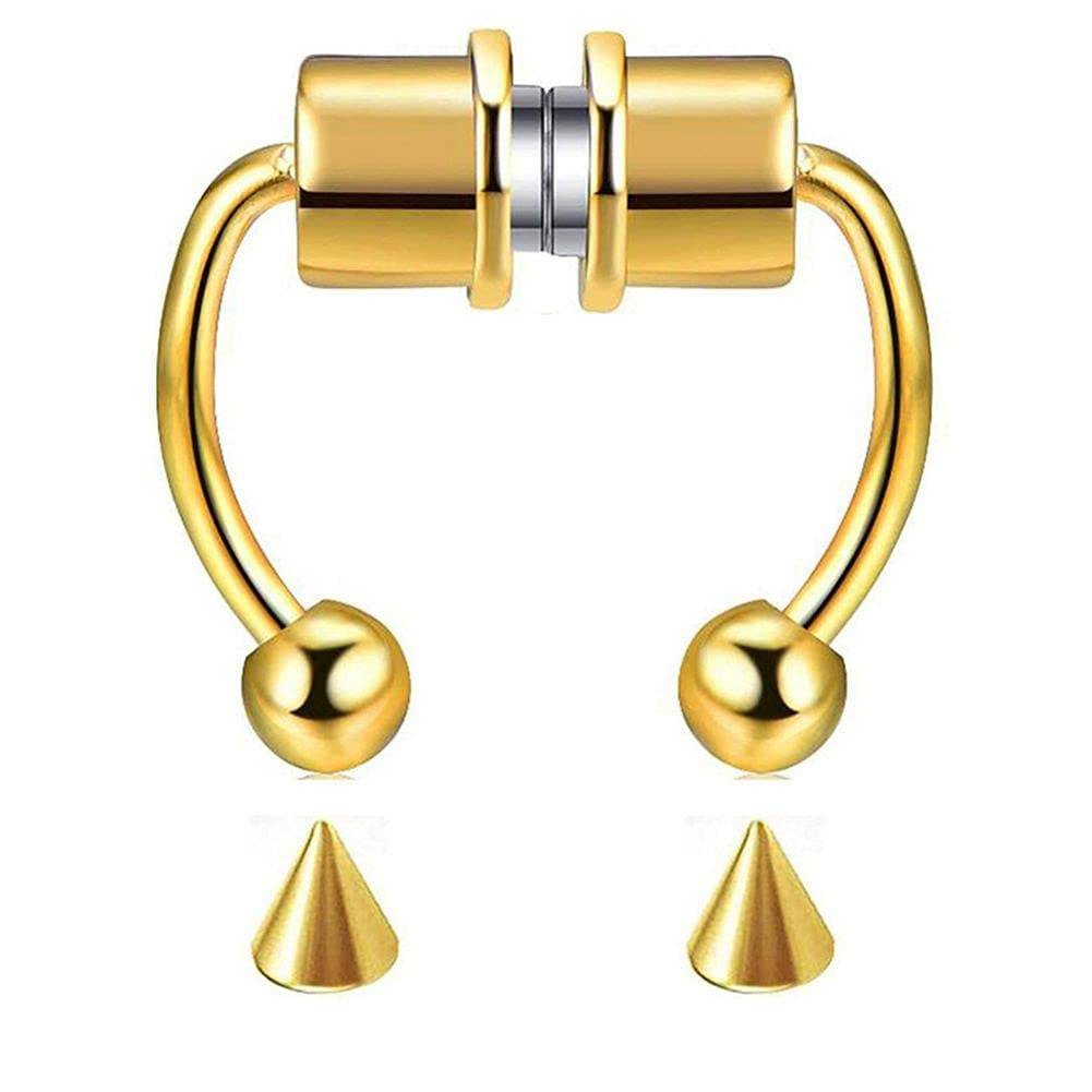 Gold Magnetic Septum Nose Ring for Women Men,20g Fake Nose Ring Hoop ...
