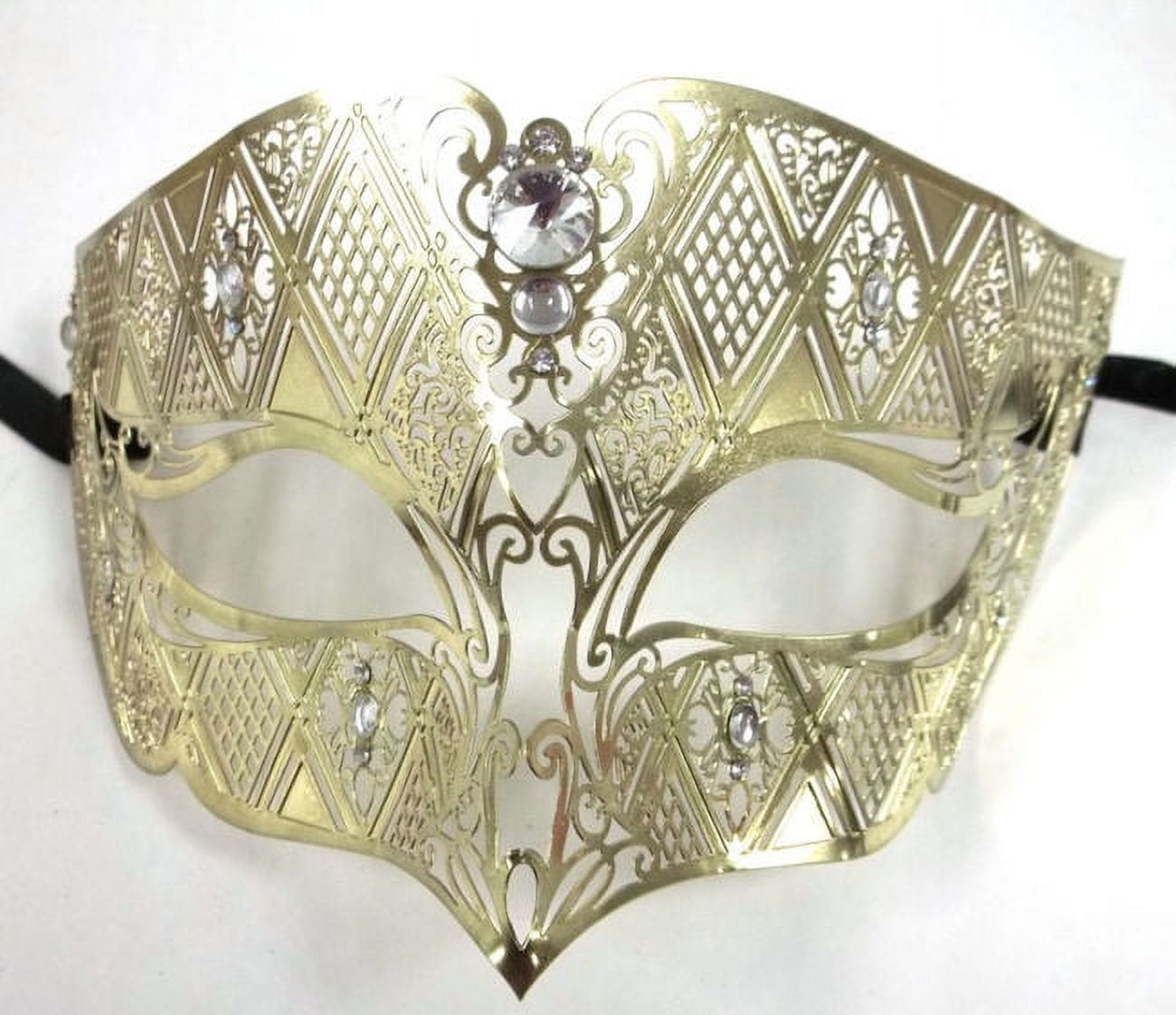 Gold Male Diamond Crystal Laser Cut Venetian Masquerade Metal Filigree ...