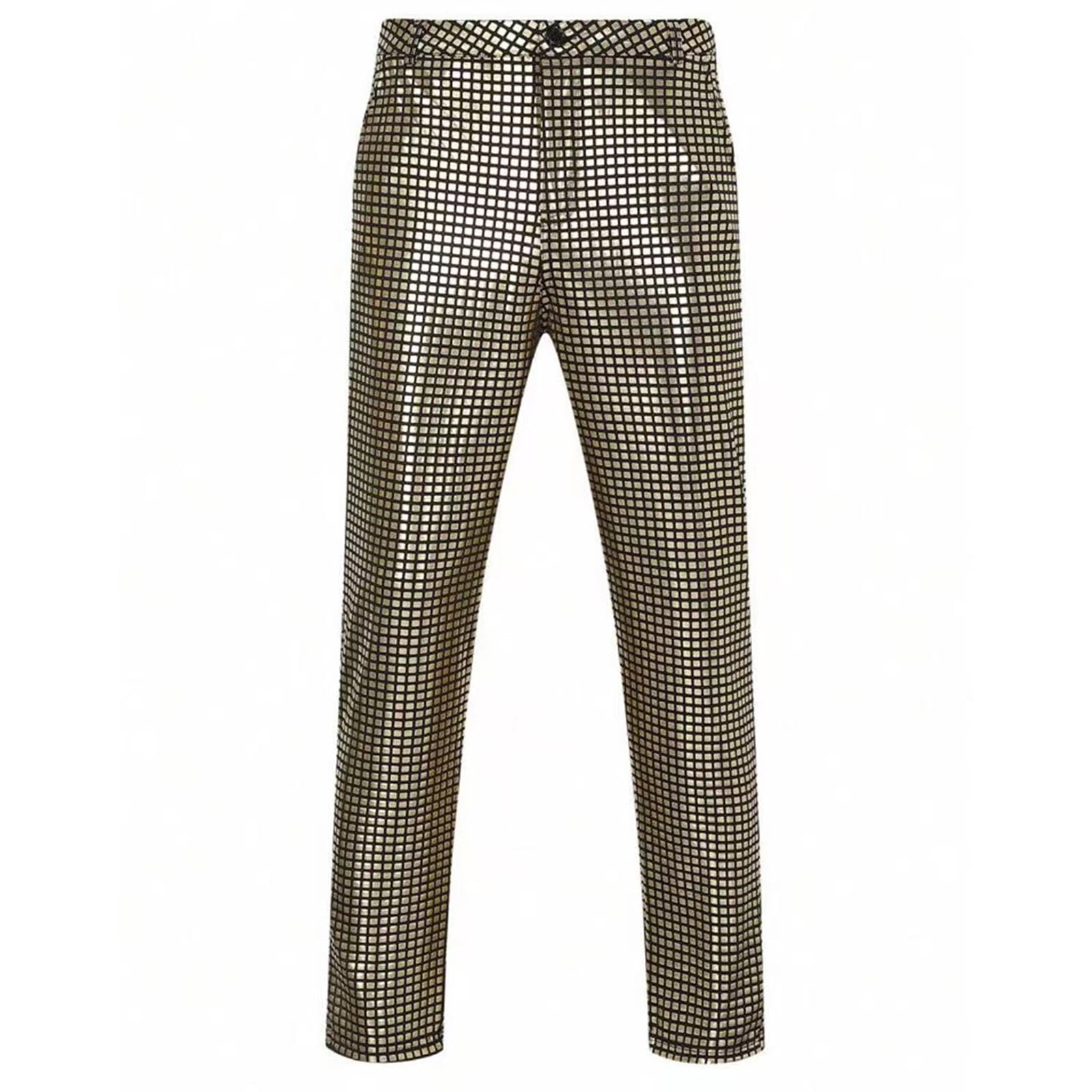 Gold Man Sequin Sparkle Ruched Plaid Dance Costumes Trousers Pants for ...