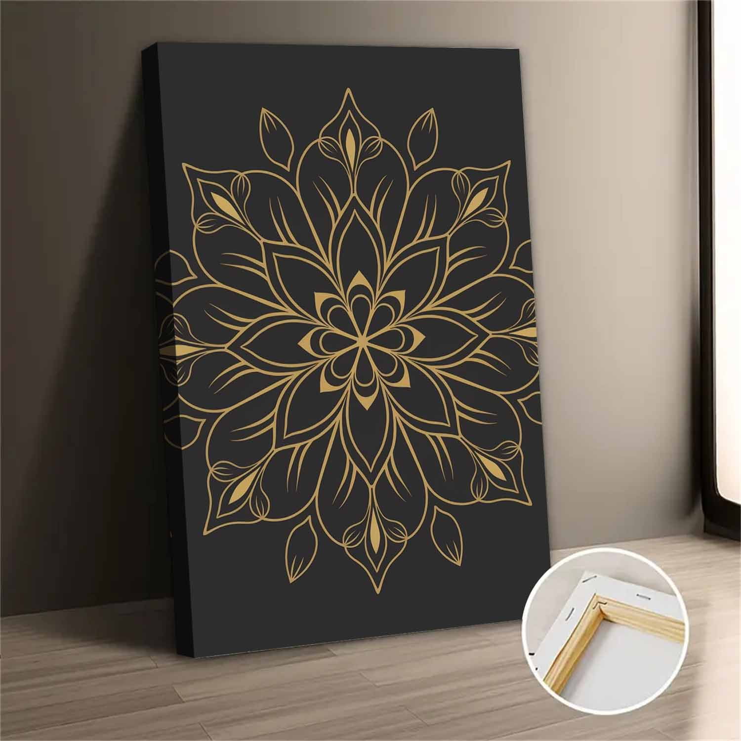 Gold Mandala Canvas Wall Art Print For Bedroom Decor - Walmart.com