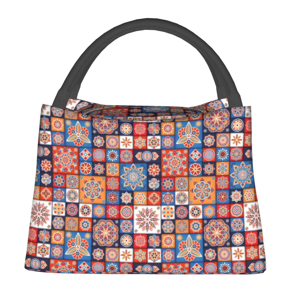 Gold Mandala Print Lunch Bag Vintage Floral Portable Insulated Lunch ...