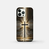 Gold Marble Cross Phone Case Glowing Faith Art for iPhone 17 through 11 ...