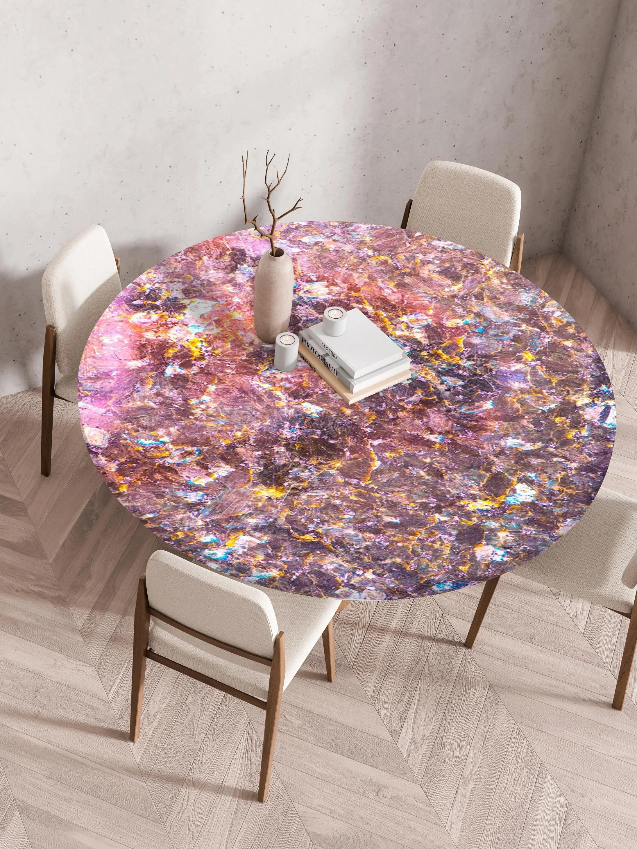 Gold Marble Fitted Round Tablecloth Black White Marble Table Covers ...