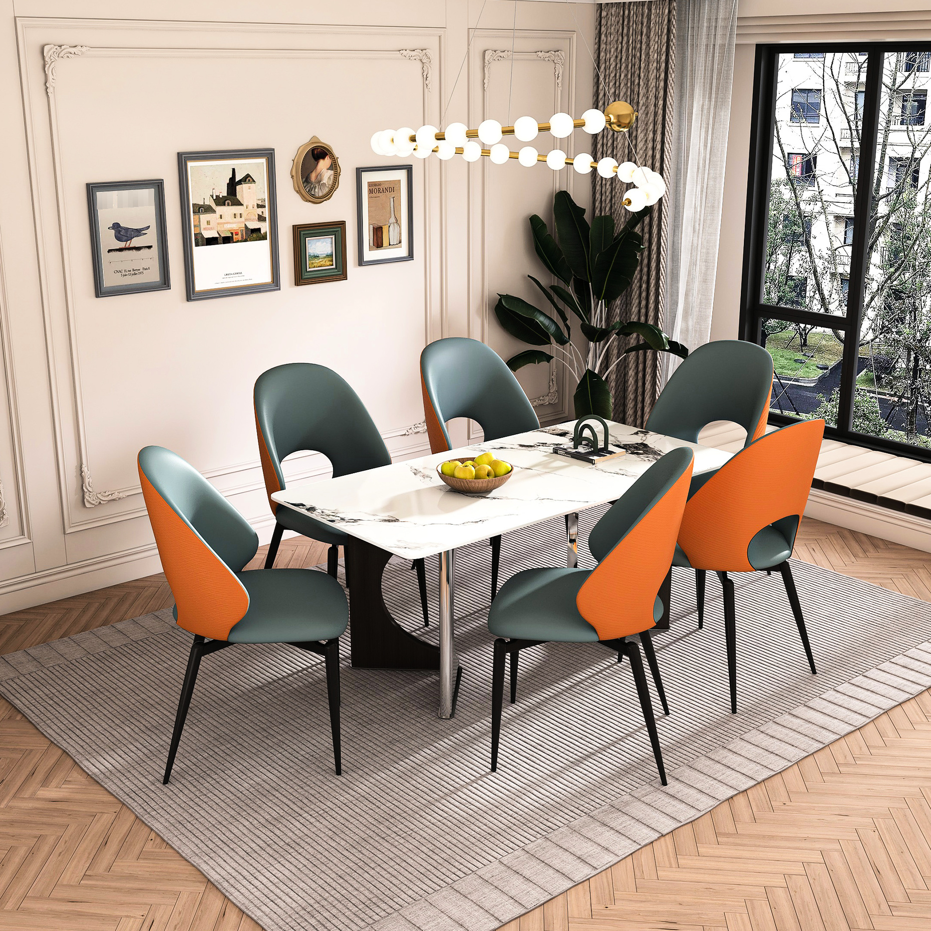 Gold Marble Table For 4-6 - Oil Resistance & Humanized Edge Sintered ...