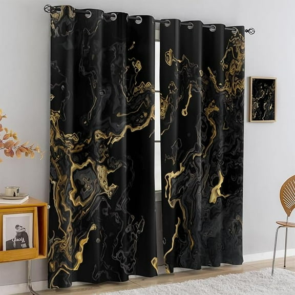 Emerald Green Marble Blackout Curtains For Living Room Bedroom, Thermal ...
