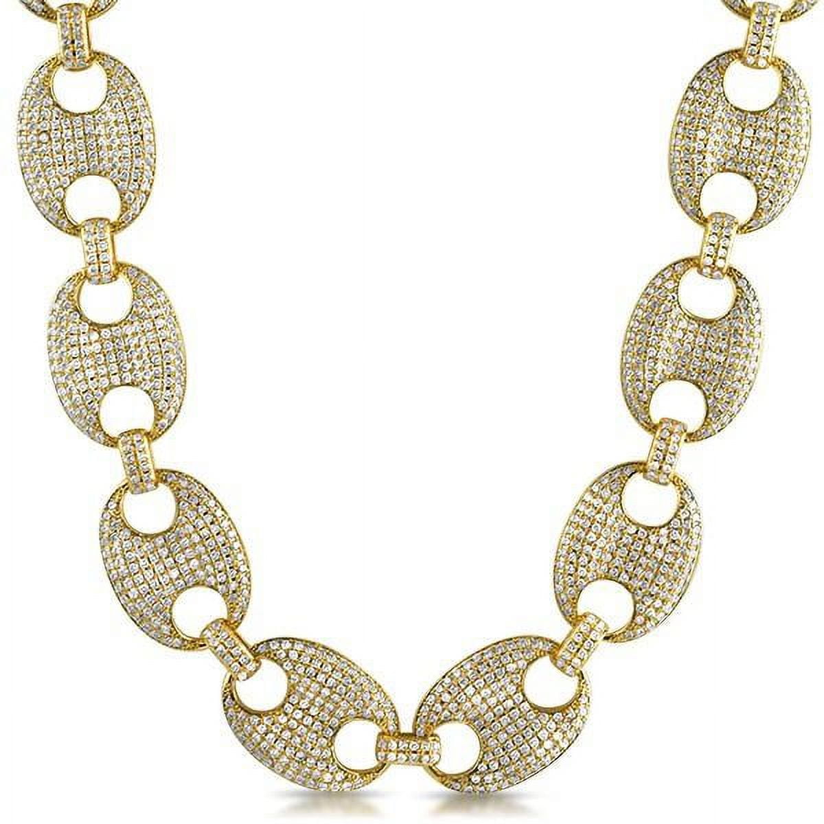 Gold Marine Link 24MM Wide CZ Bling Bling Chain - Walmart.com