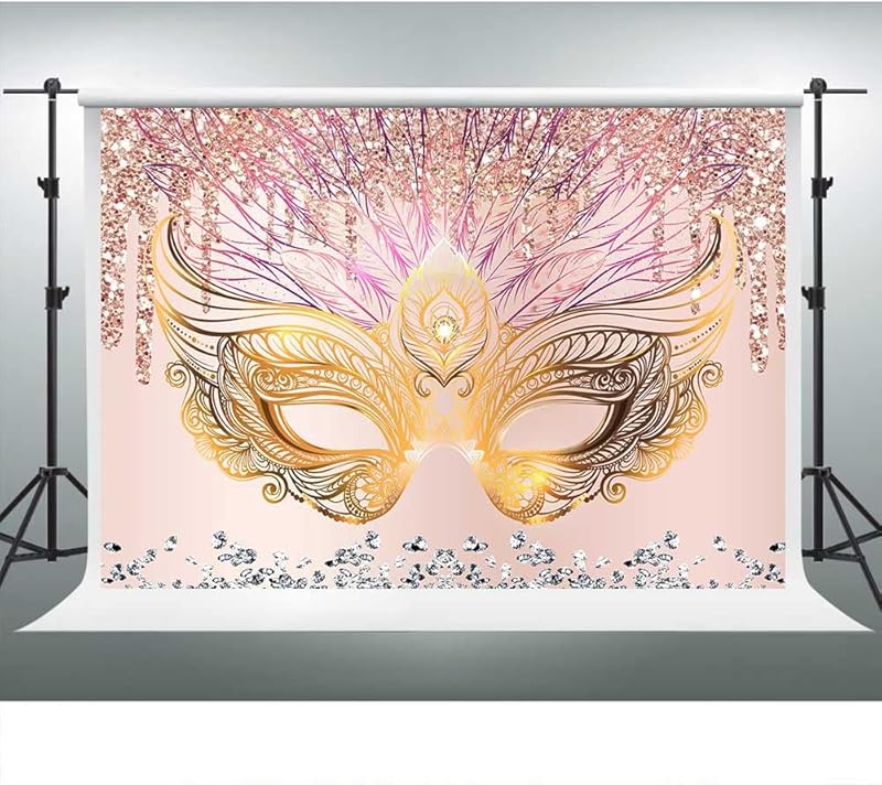 Gold Mask Background for Masquerade Party Decorations Diamond Backdrop ...