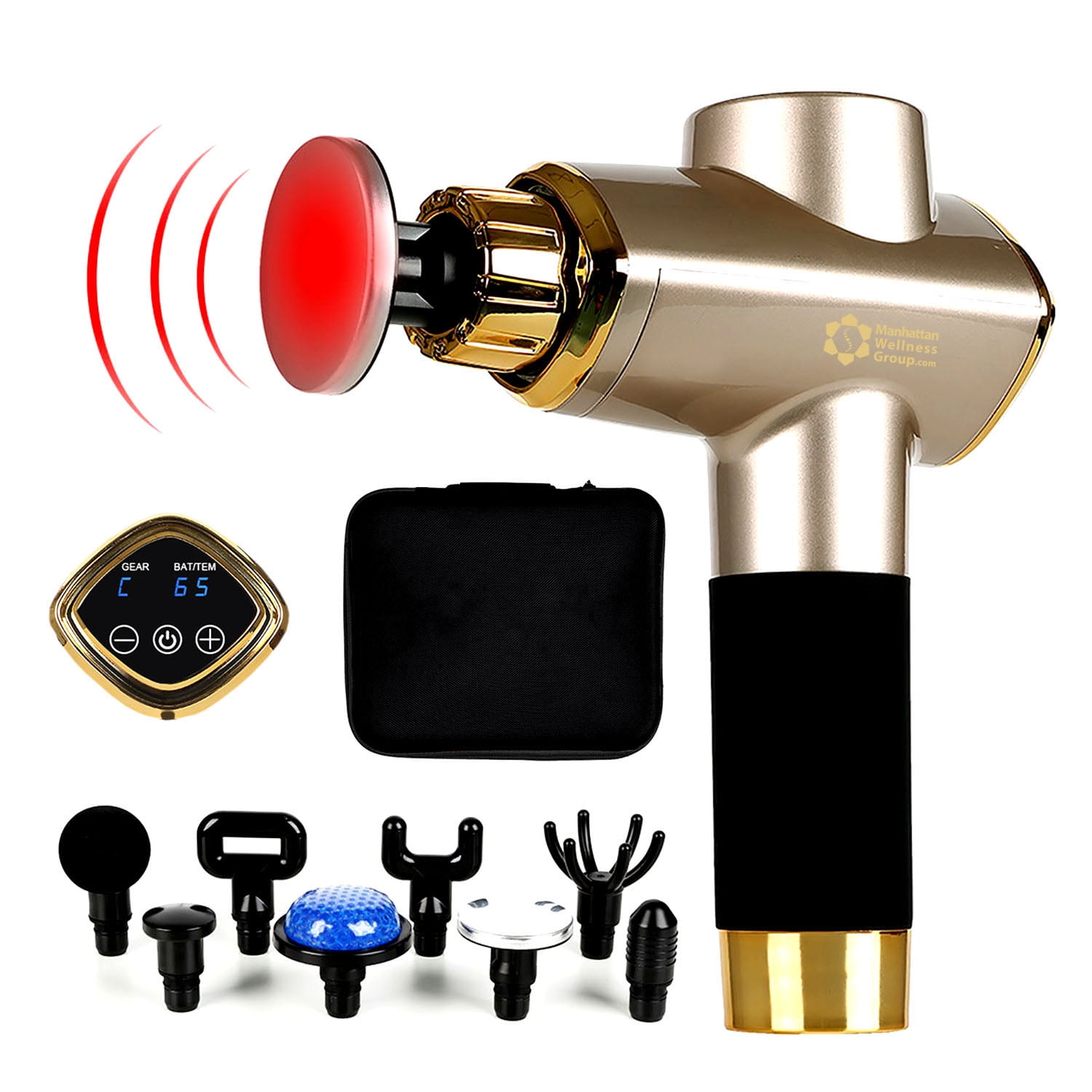 Gold Deep Tissue Massage Gun for Athletes, 8 Heads, Hot & Cold ...