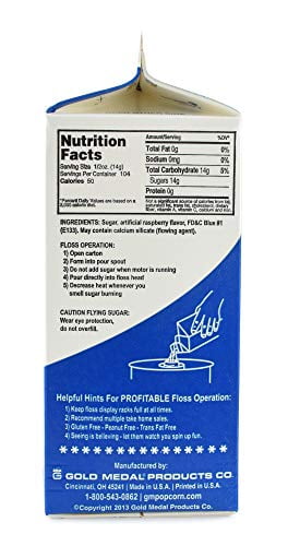 Gold Medal Blue Raspberry Cotton Candy Floss Sugar, 52 oz - 1/2 Gallon ...