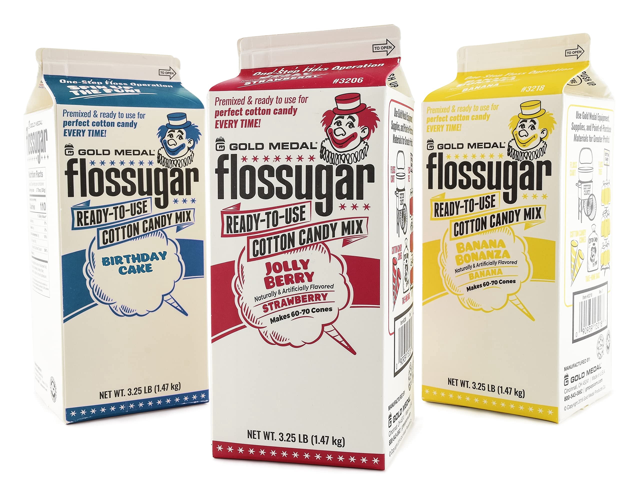 Gold Medal Flossugar Variety Pack - Birthday Cake, Strawberry and ...