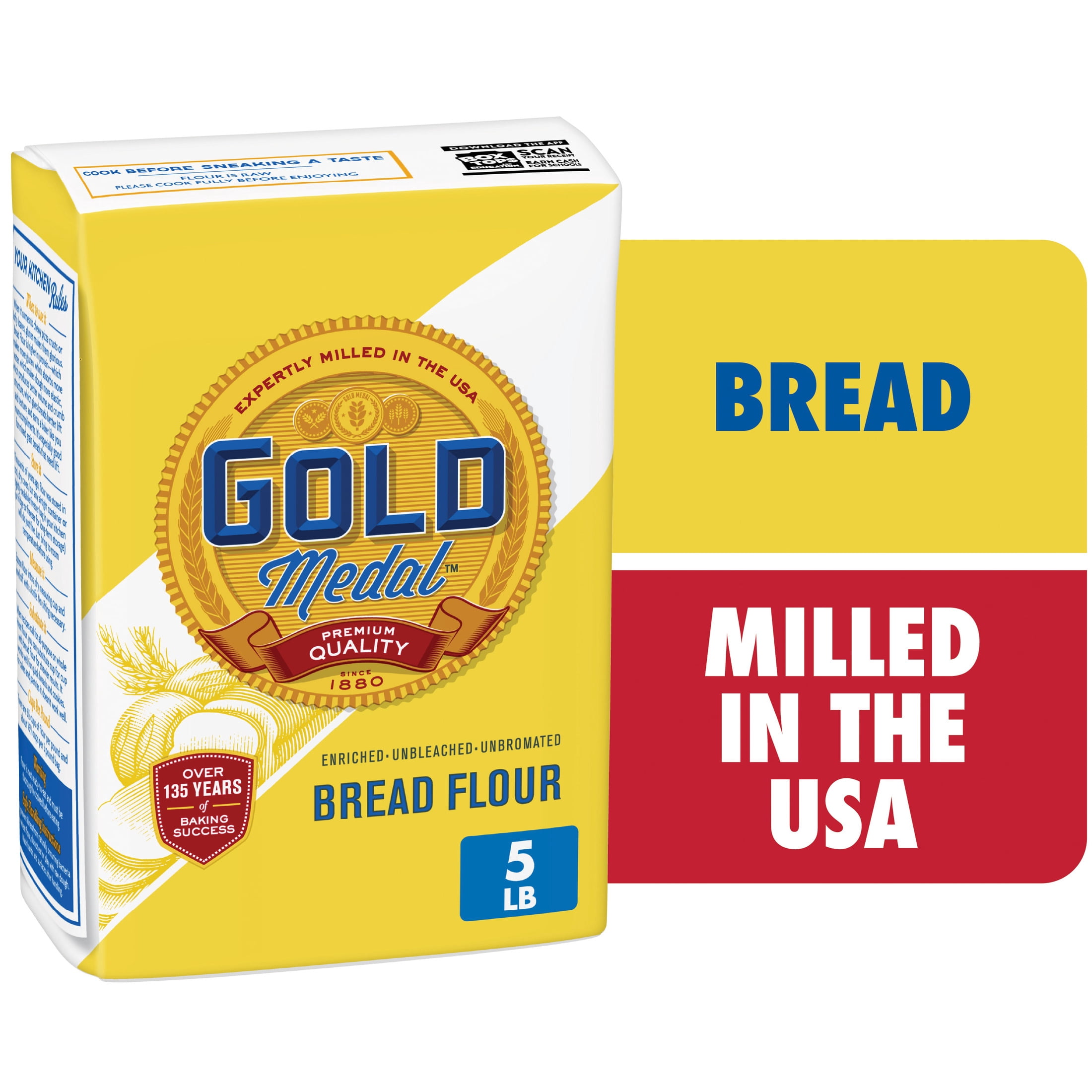 Gold Medal Bread Flour 5 lb Unbleached Premium Quality for Baking ...