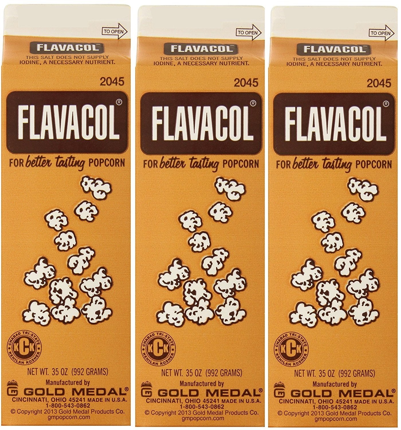 Gold Medal Prod Flavacol Popcorn Seasoning Salt, Butter Flavor, 35oz, 3 ...