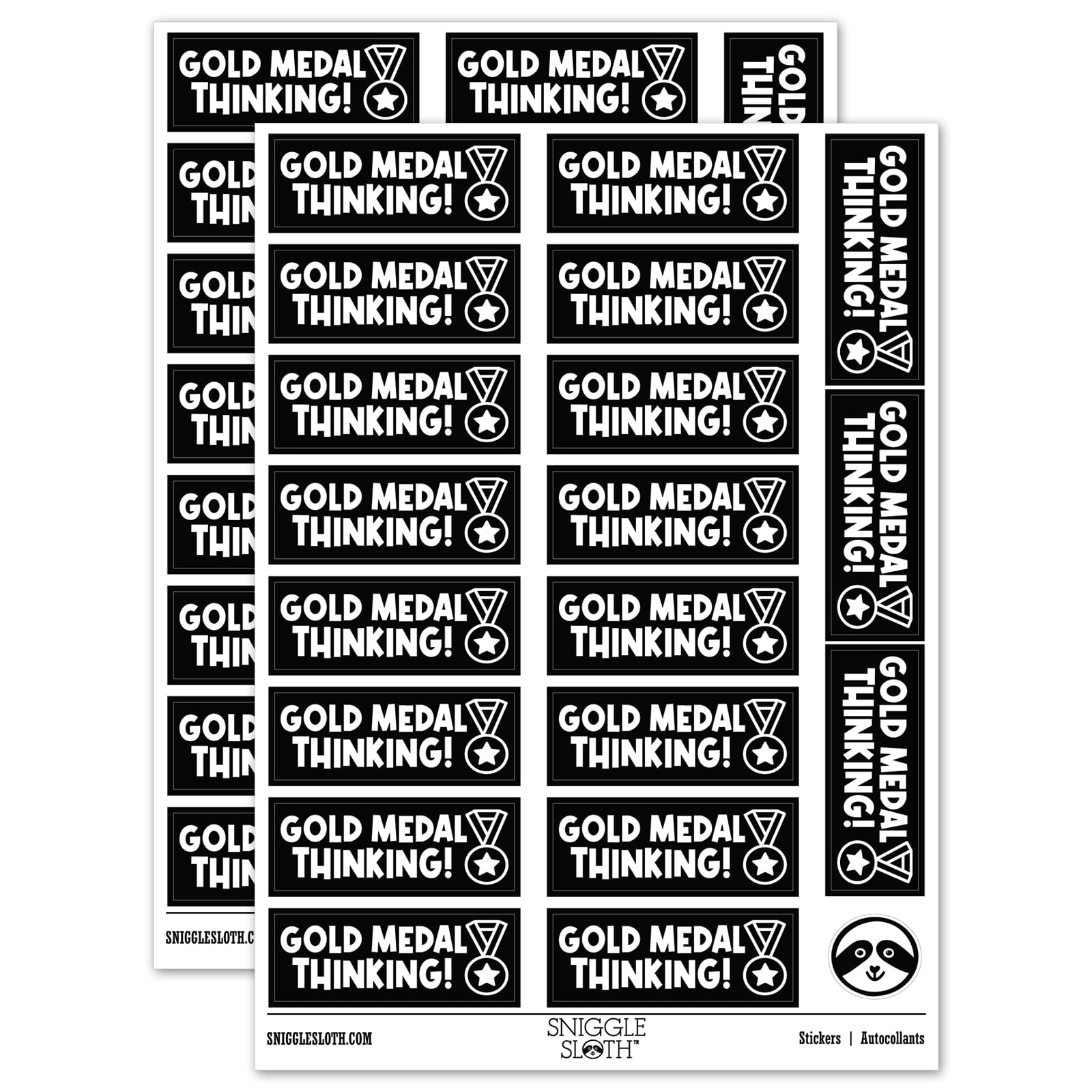Gold Medal Thinking Teacher Student School Sticker Set - Black - Gloss ...