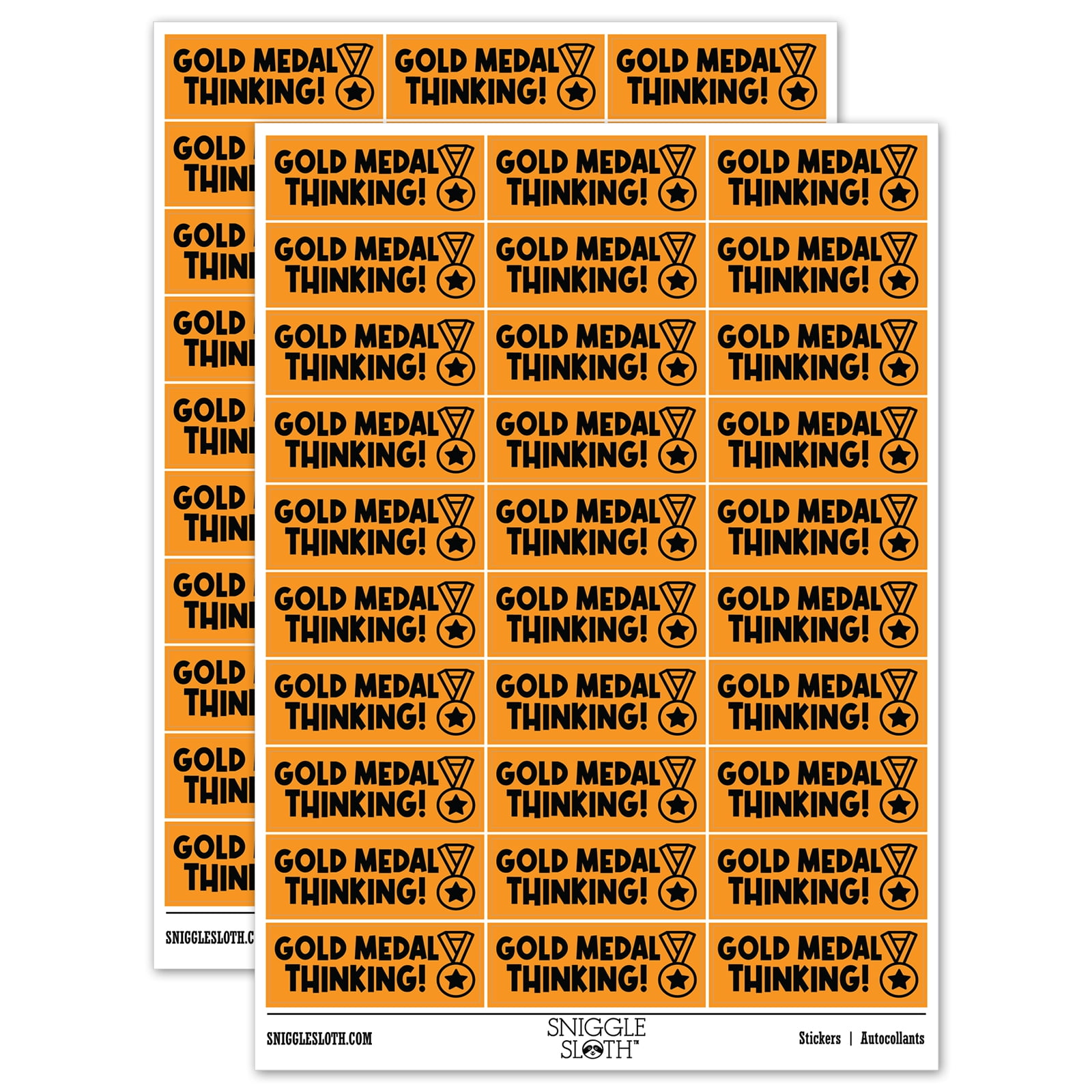 Gold Medal Thinking Teacher Student School Sticker Set - Orange - Gloss ...