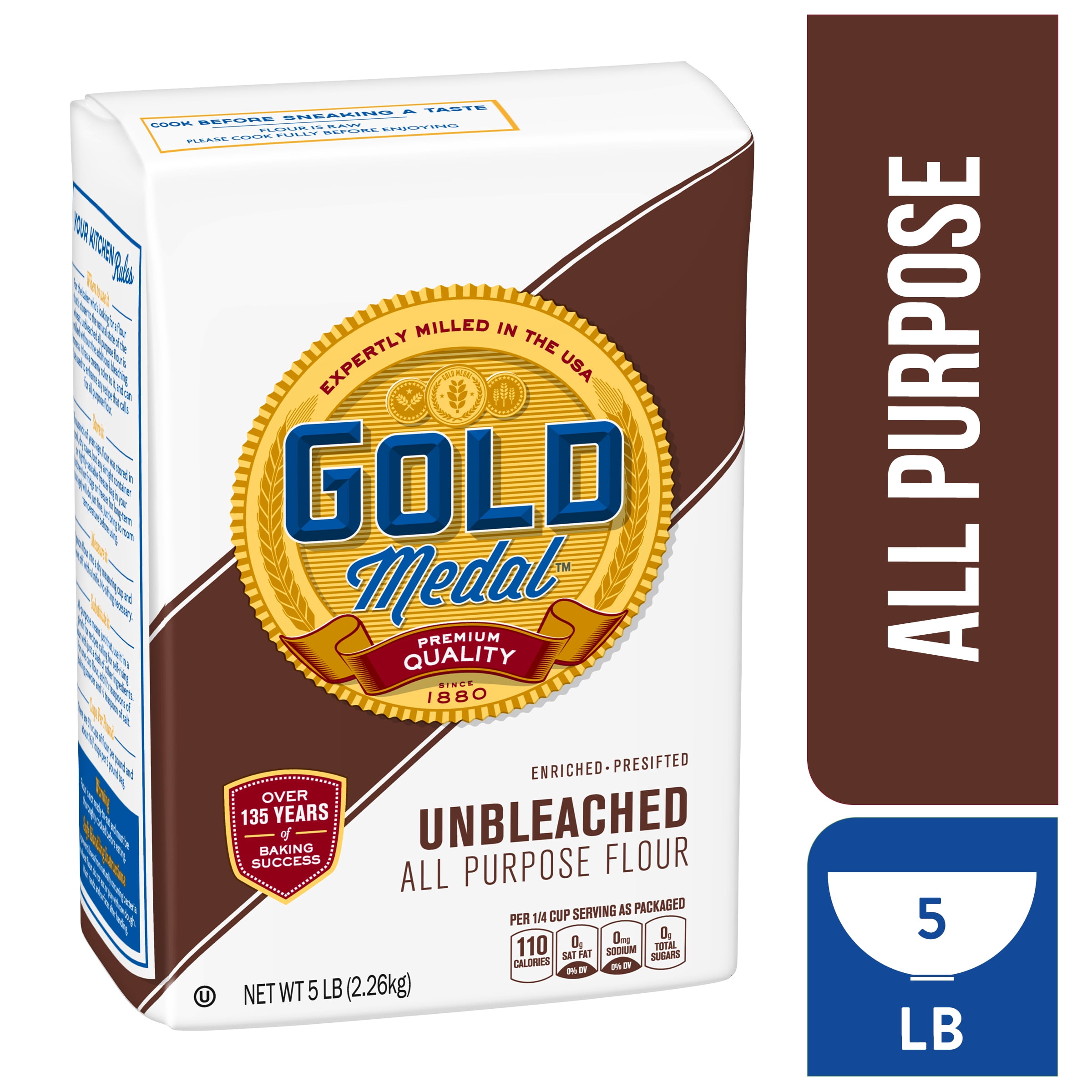 Gold Medal Unbleached All Purpose Baking Flour 5 lb Bag for BREAD ...