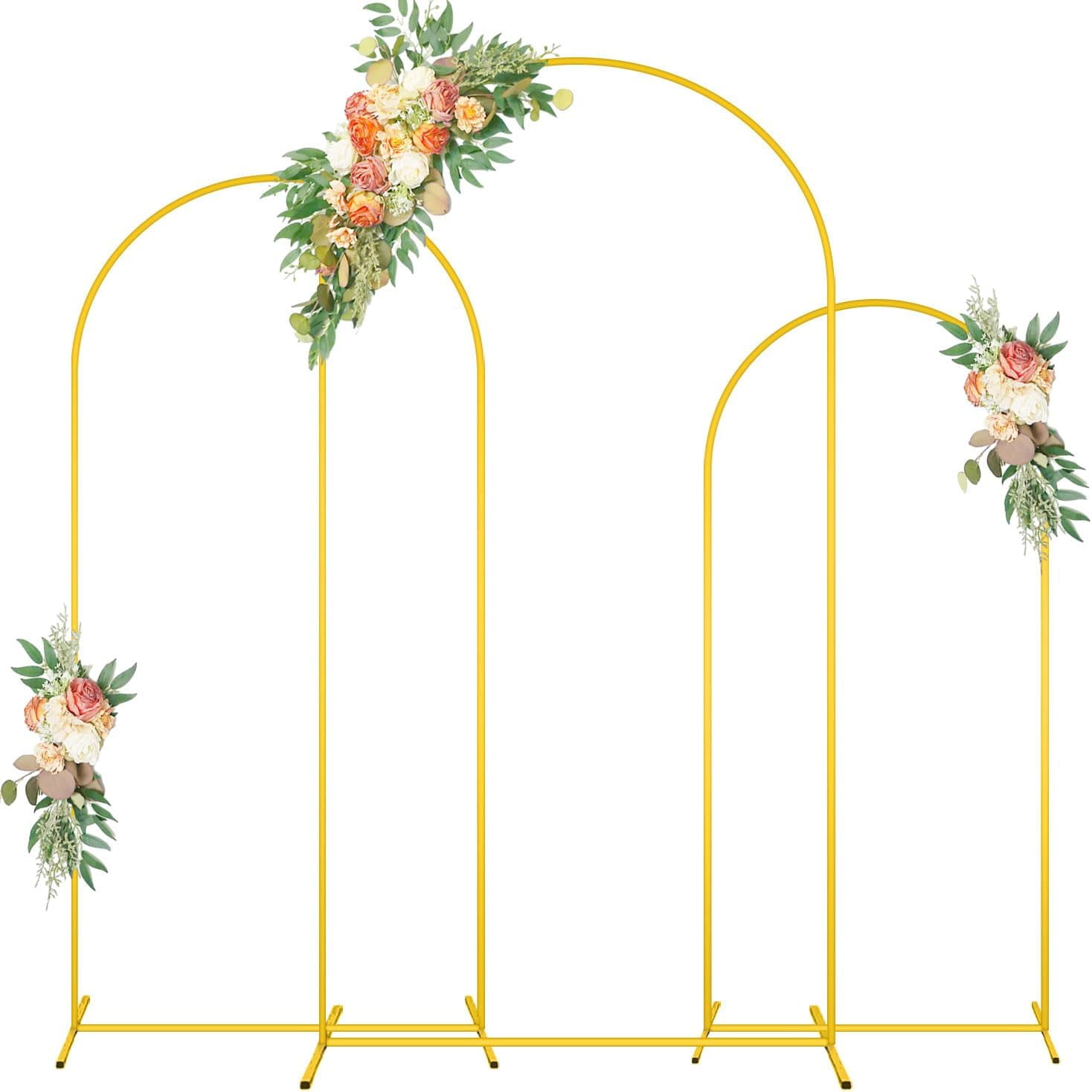 Gold Metal Arch Backdrop Stand 4ft 5ft 6ft Wedding Arch Frame Set of 3 ...