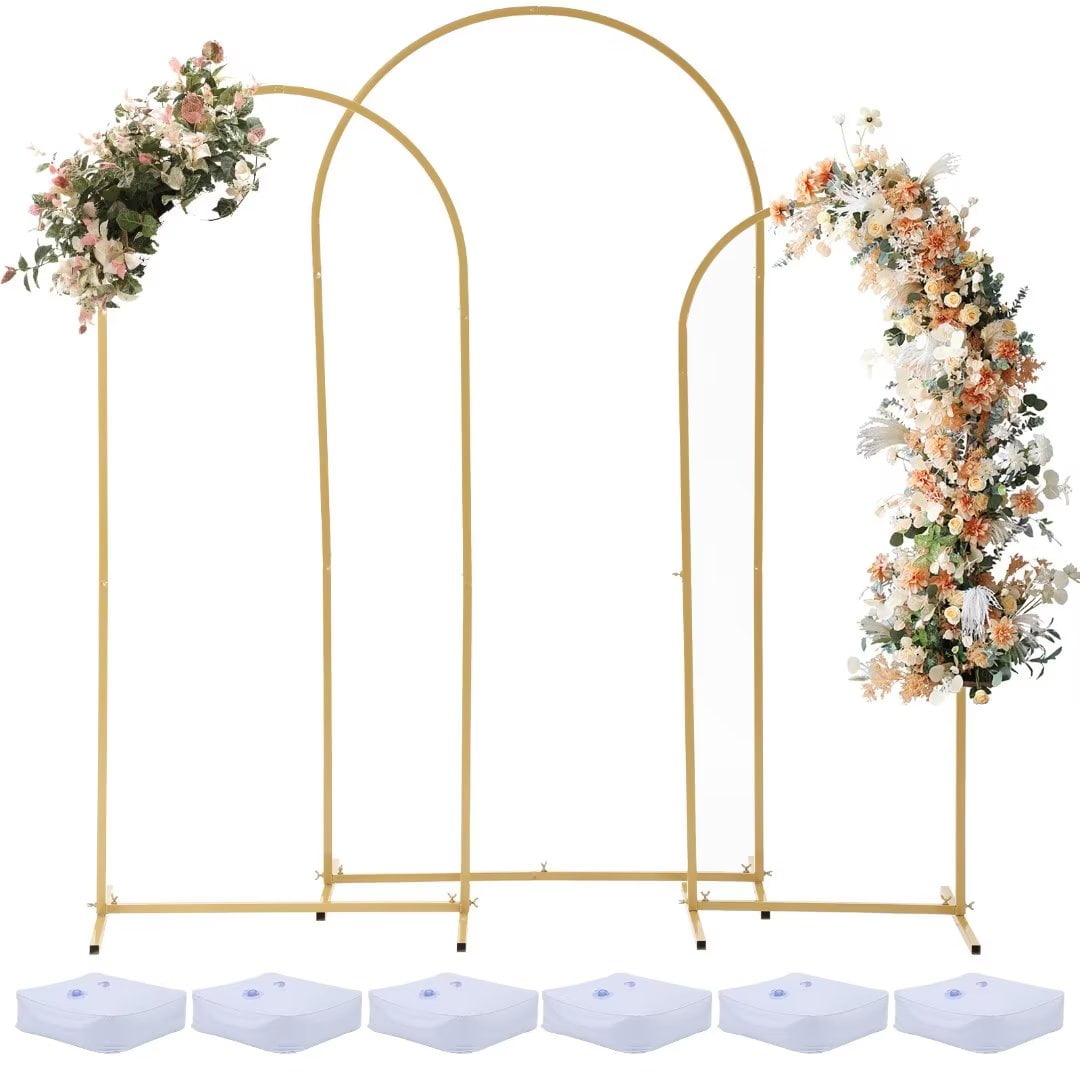 Set of 3 Gold Metal Arch Backdrop Stands 6FT/6.6FT/7.2FT for Wedding ...