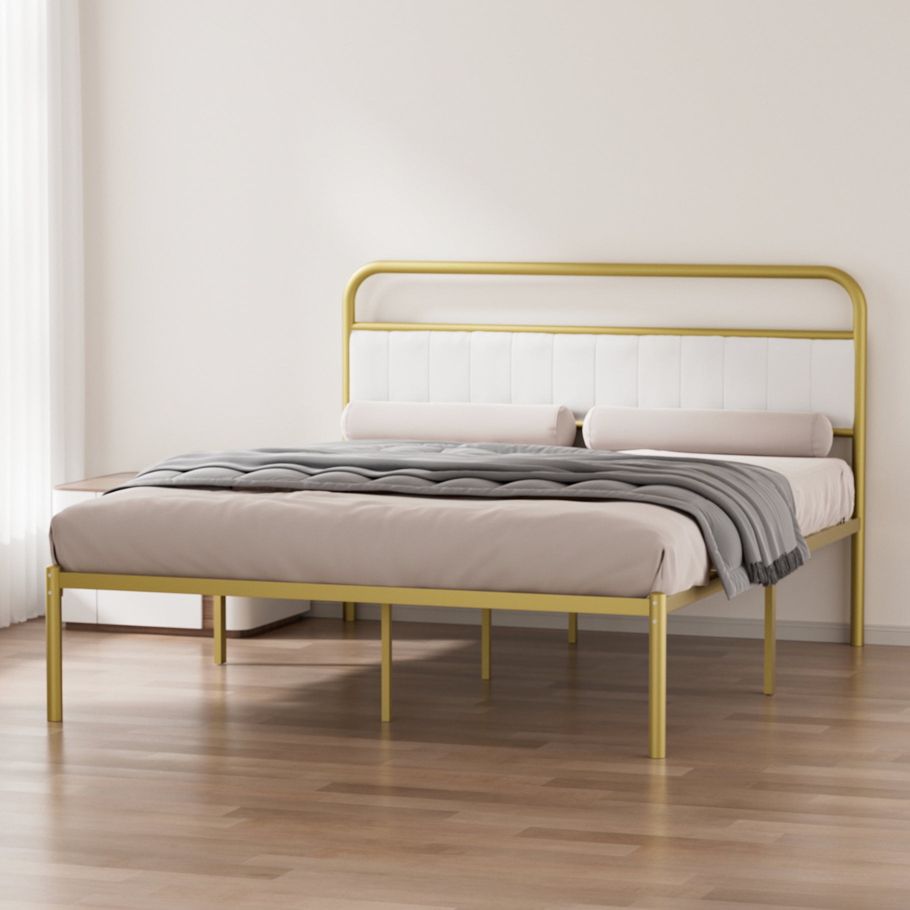 Gold Metal Bed Frame for Queen Bed | Streamlined Assembly | Robust ...