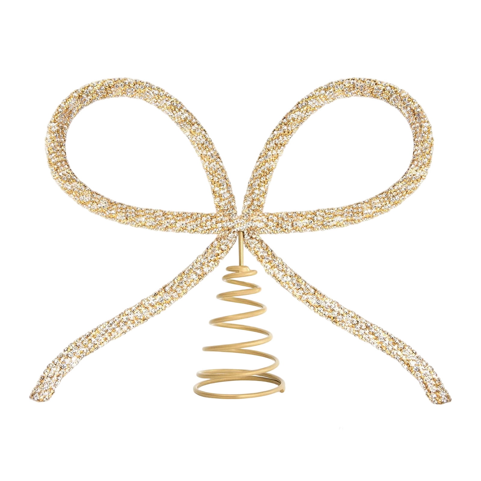 Gold Metal Chirstmas Tree Topper Bow Glass Rhinestone Bow Tree Topper ...