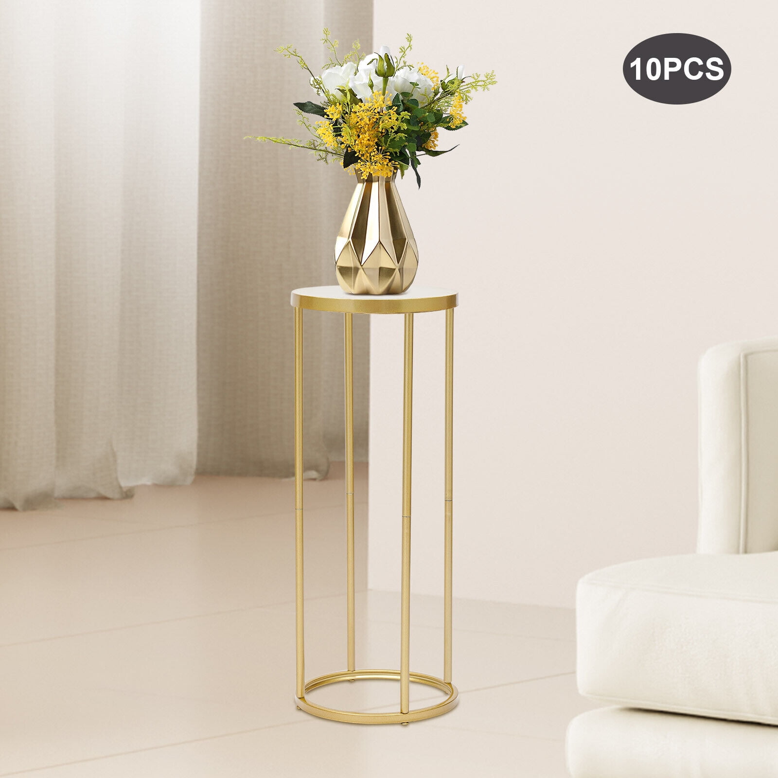 Gold Metal Column Wedding Centerpieces for Tables with Plates - 23.6in ...