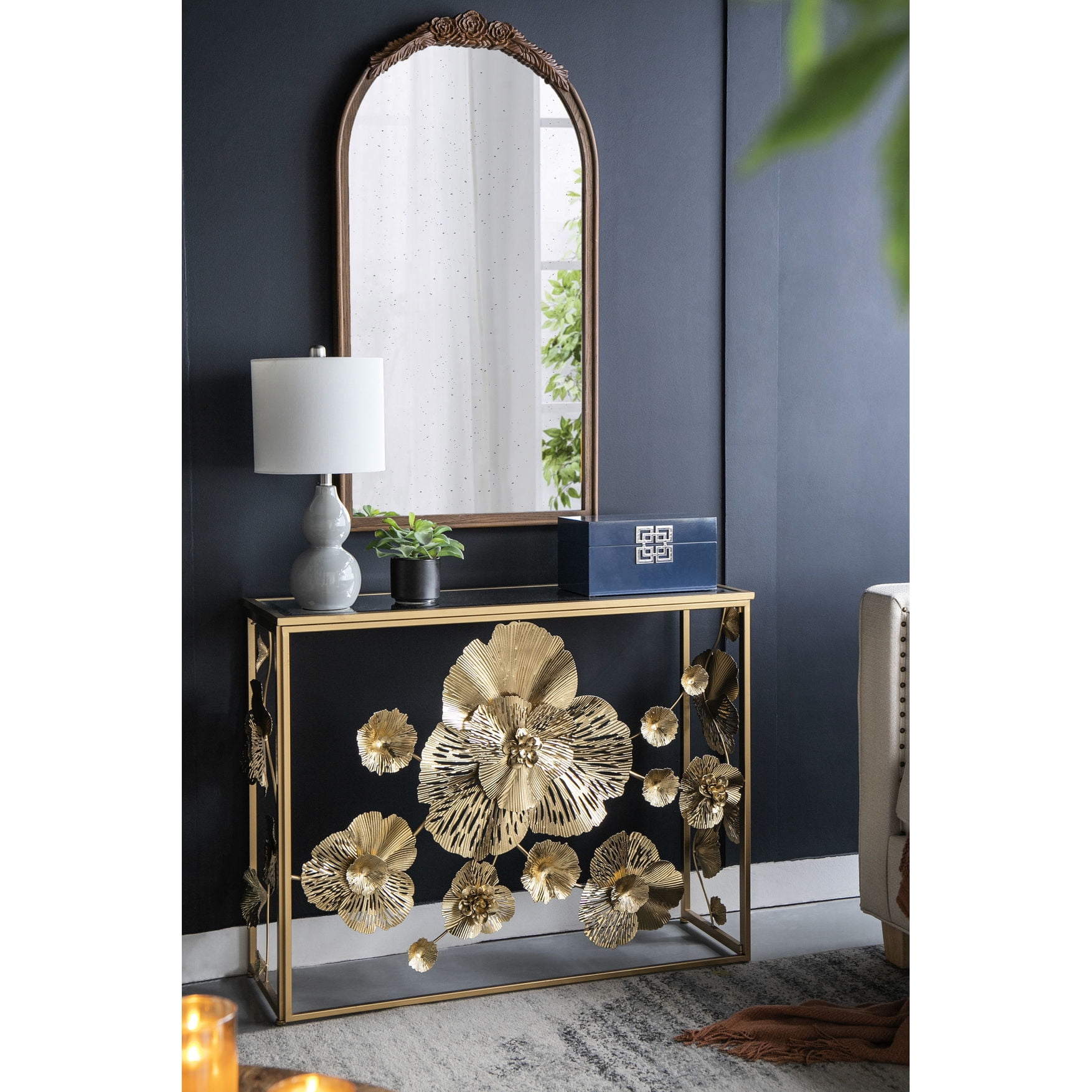 Gold Metal Console Table with Mirror - Suit Modern Living Room Entry ...