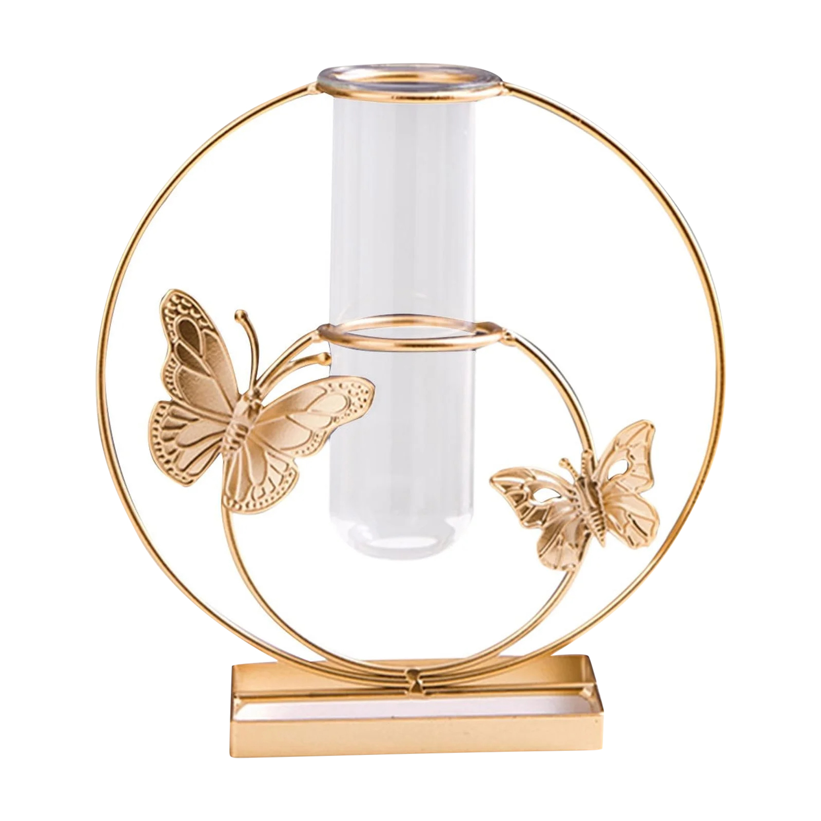 Gold Metal Frame Tube Vases Butterfly Shaped Flower Stand Home ...