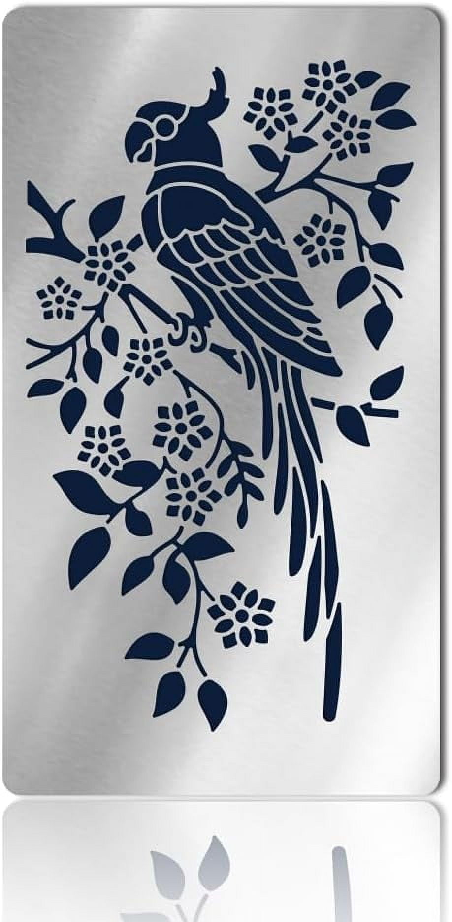 Gold Metal Parrot Stencils 3.98x6.97in Bird on Tree Branch Art Craft ...
