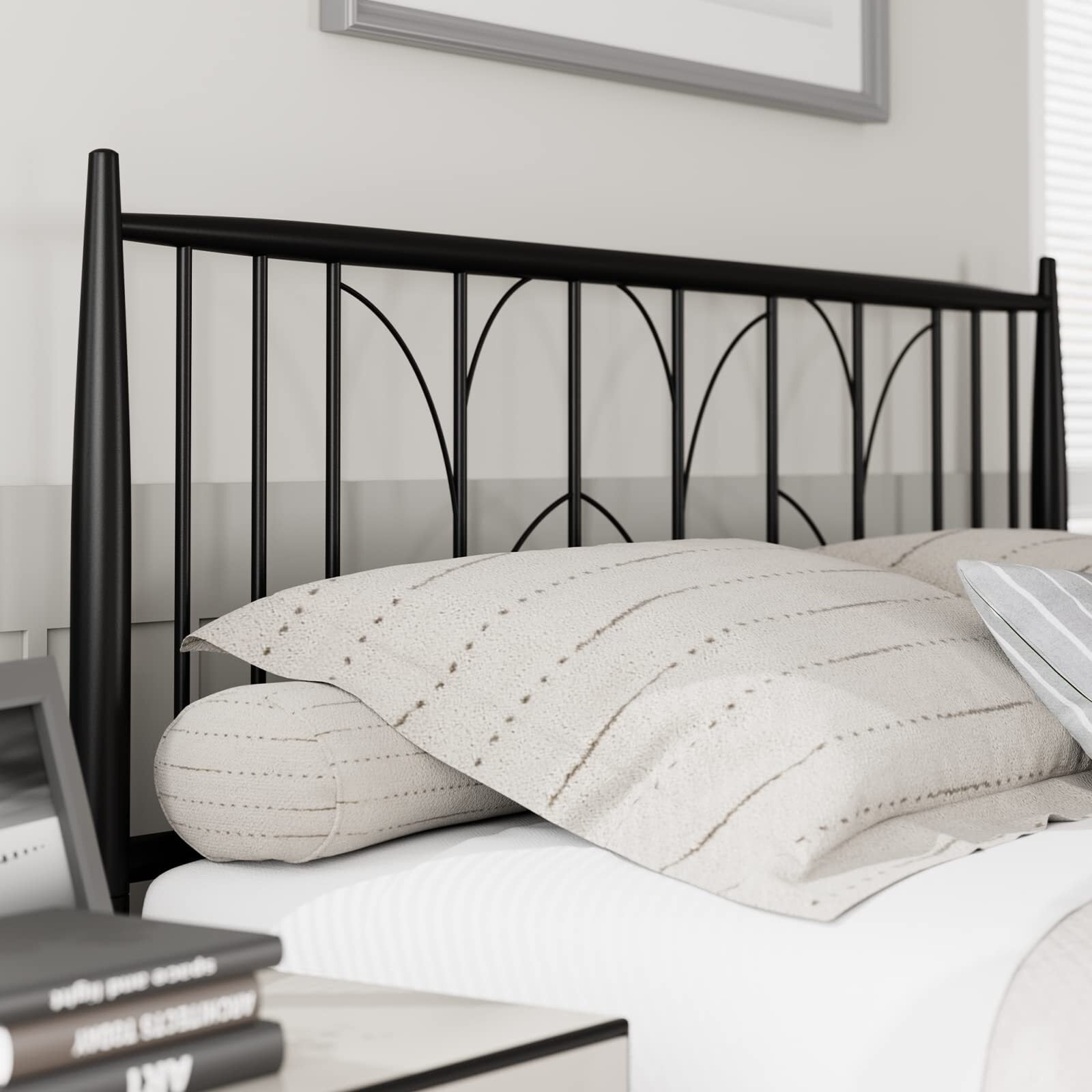 Gold Metal Platform Bed Frame with Headboard Black - Full - Walmart.com