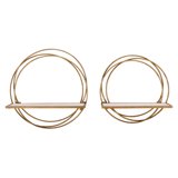 Gold Metal Rings Floating Wall Accent Shelving Set of 2 Shelves ...