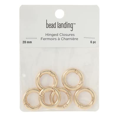 Gold Metal Round Hinged Closures by Bead Landing – 20mm Zinc Alloy ...