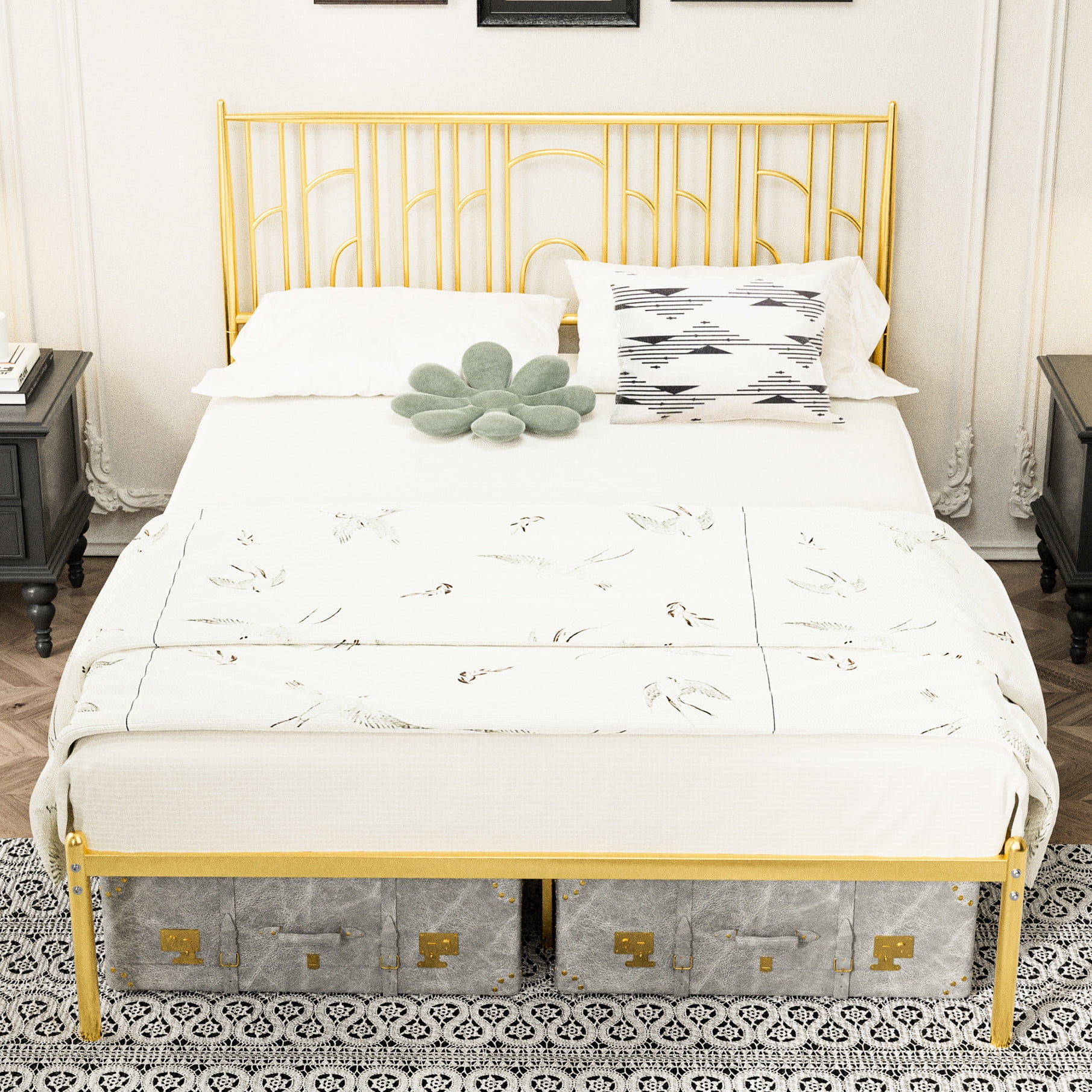 Gold Metal - Unique Design with Finial Posts - Bedroom Ambiance - Cute ...