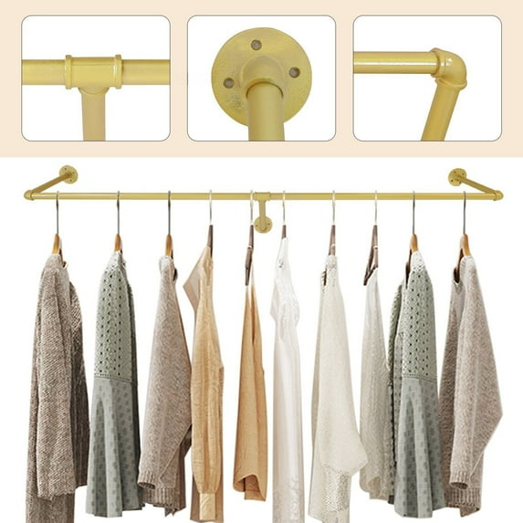 Heavy Duty Wall Mounted Clothes Rack Industrial Pipe Clothing Rack ...