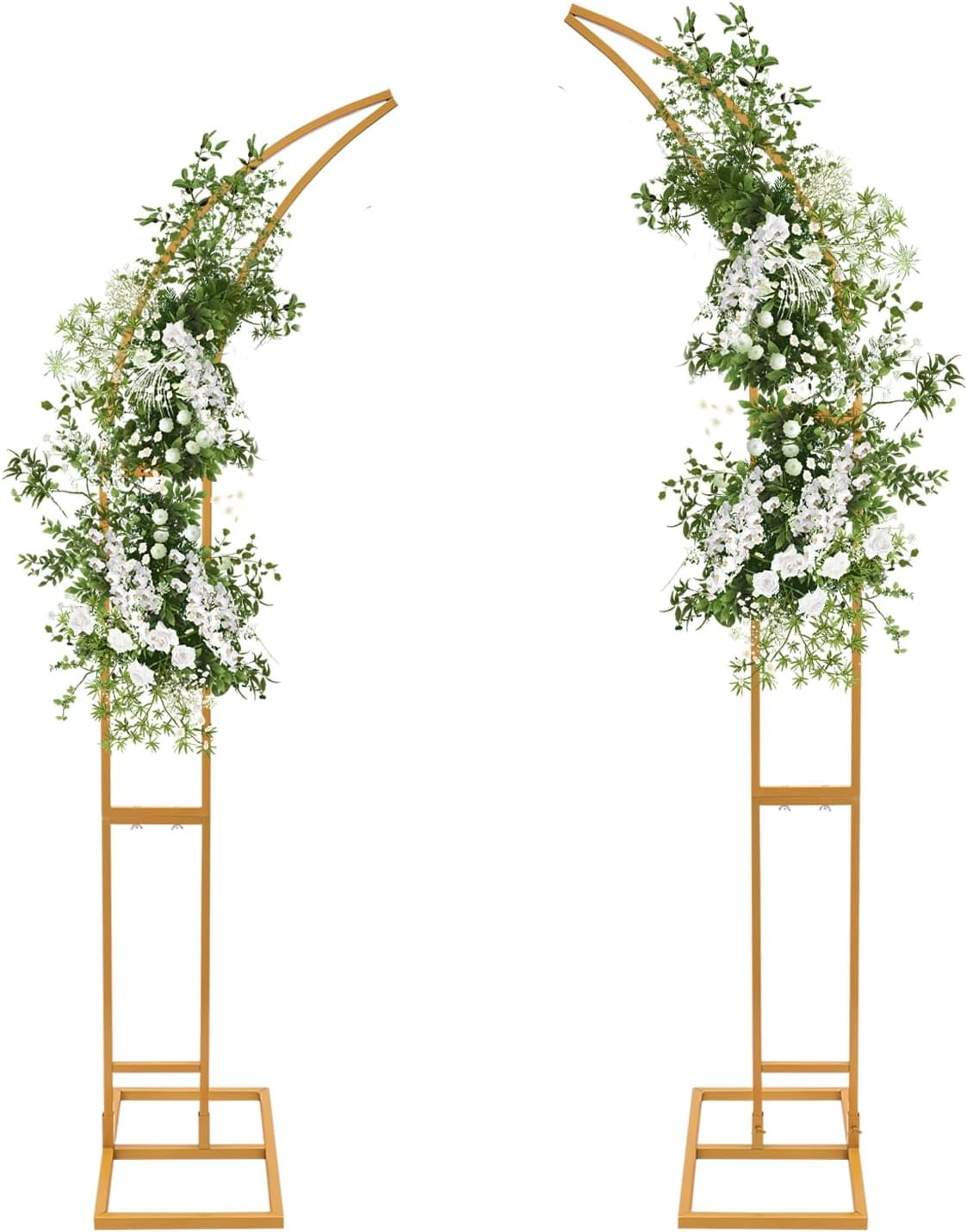 Gold Metal Wedding Arch Stand,Set of 2 Curved Arch Backdrop Stand ...