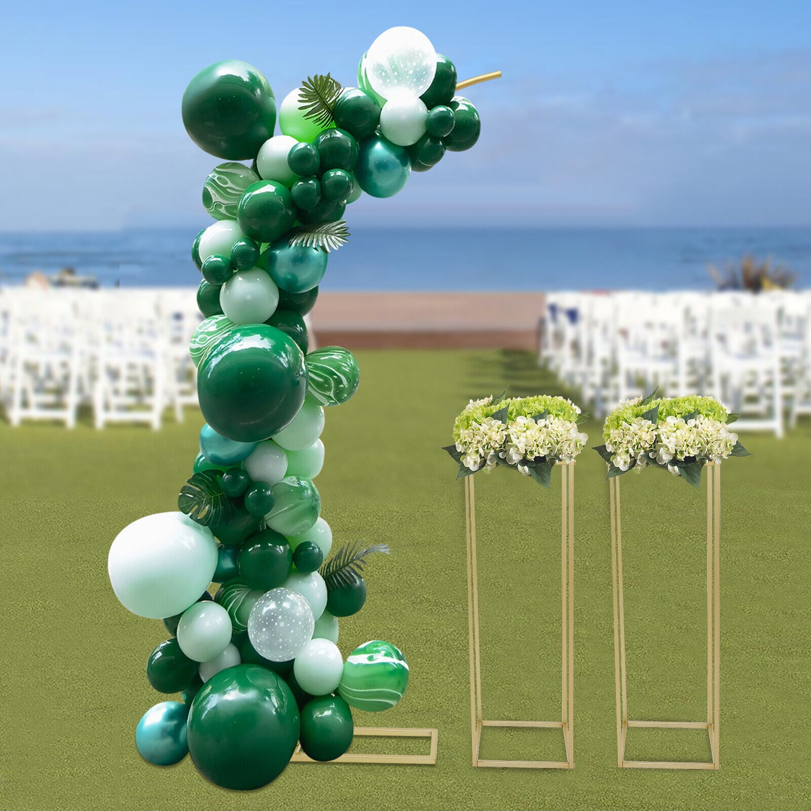 Gold Metal Wedding Backdrop Stand, Half Arch Balloon Stand and 2 ...
