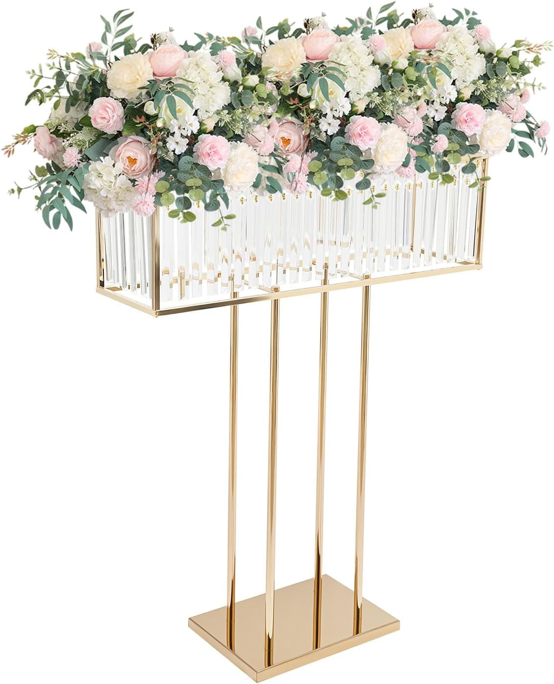Gold Metal Wedding Centerpiece, Crystal Flower Vase Stand with ...