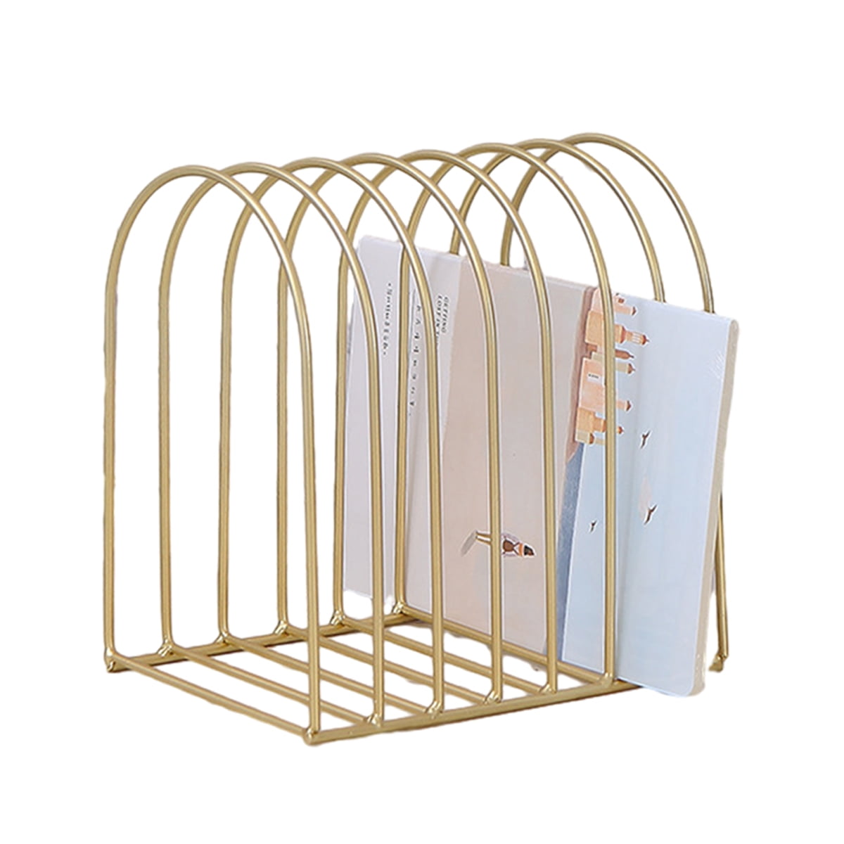 Gold Metal Wire File Folder Organizer Rack Vertical File Organizer For ...