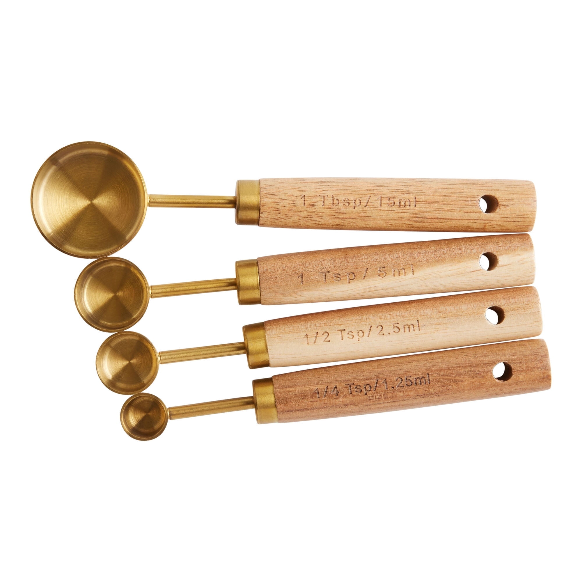 Gold Metal and Wood Nesting Measuring Spoons Pack of 2 - Walmart.com