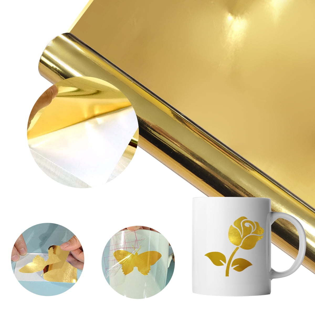 Gold Metallic Adhesive Mirror Cutting Vinyl 305x30.5 cm - Walmart.com