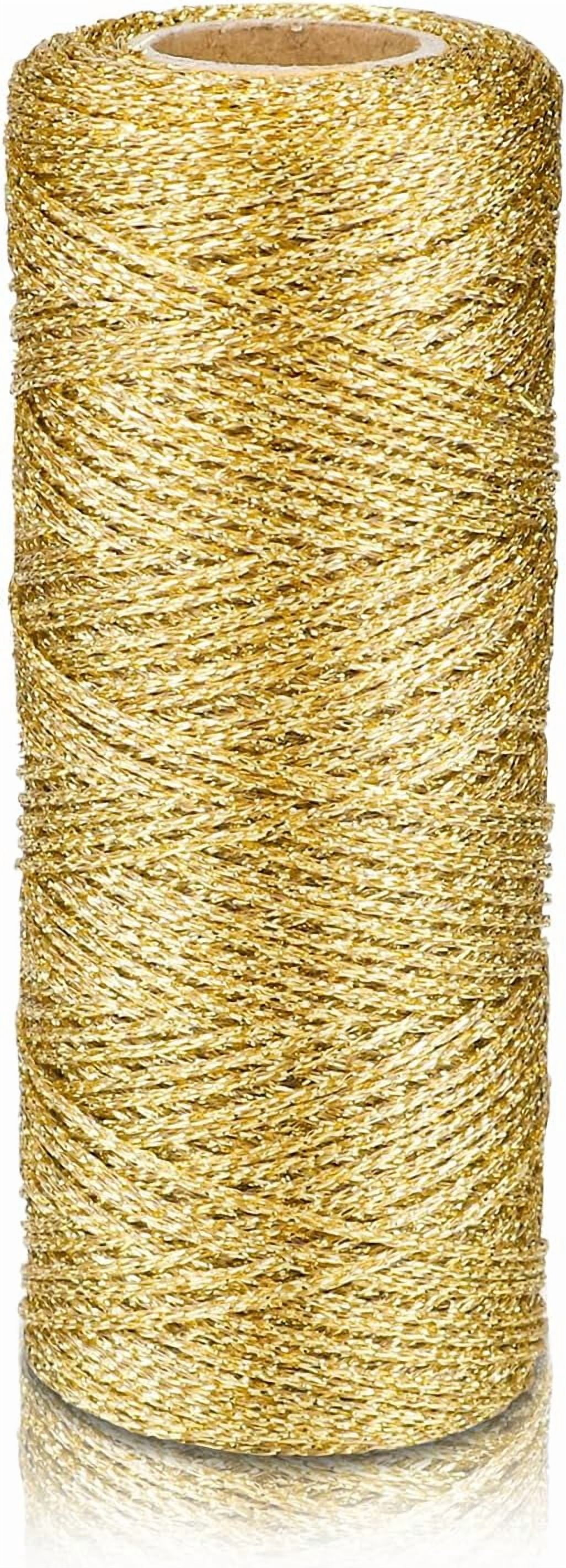 Gold Metallic Bakers String, 110 Yards/328 Feet, 1mm Diameter, Glitter ...