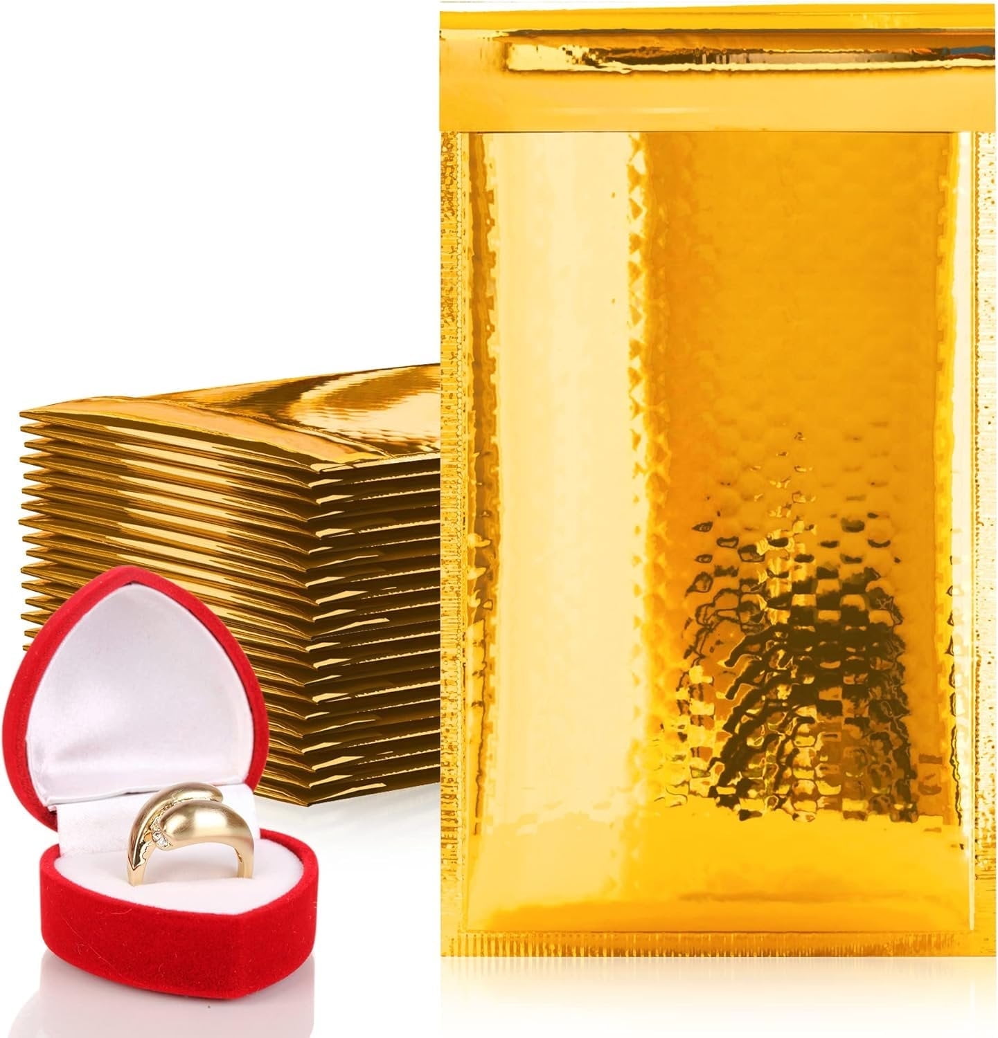 Gold Metallic Bubble Mailers, 4 x 7 Inches. 25 Pack Metallic Padded ...