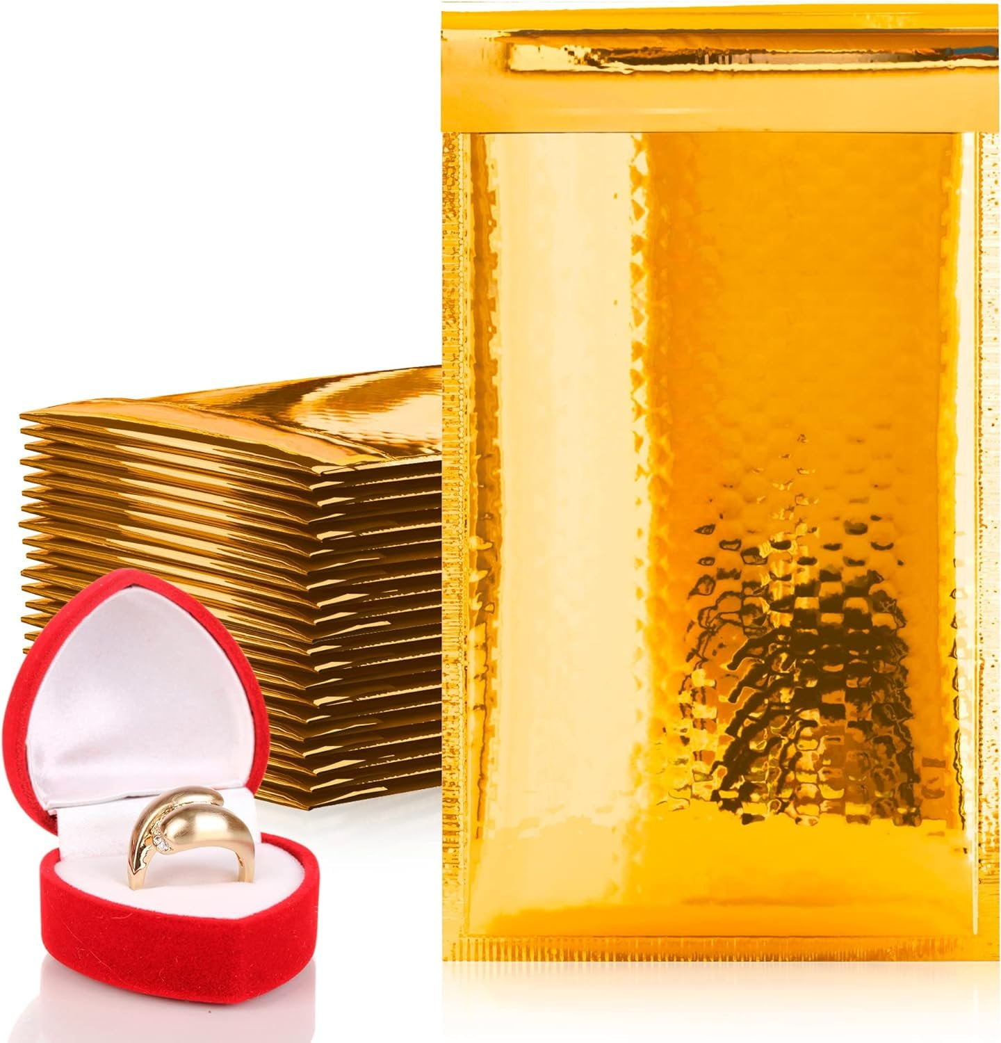 Gold Metallic Bubble Mailers, 4 x 7 Inches. 50 Pack Metallic Padded ...