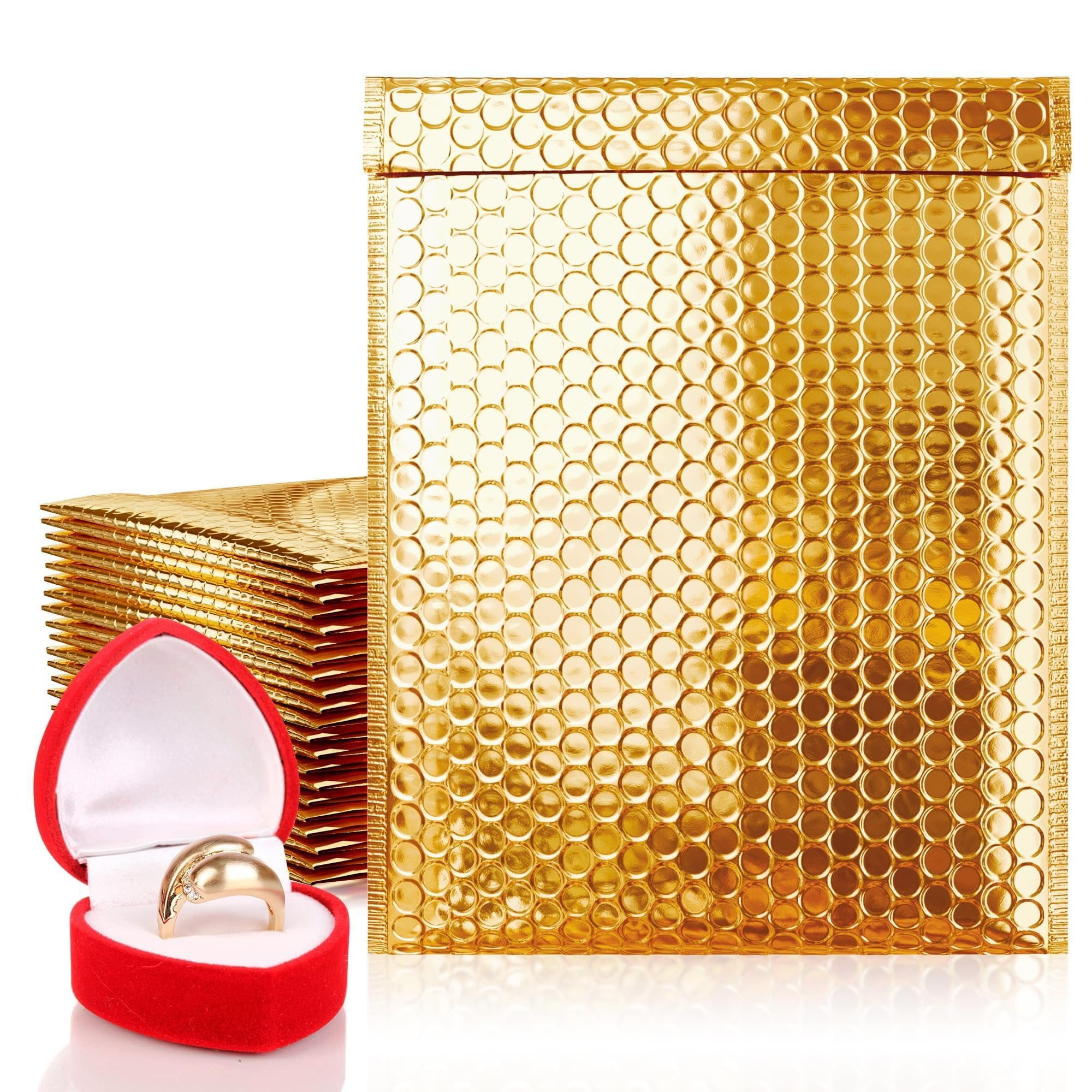 Gold Metallic Bubble Mailers, Padded Self Seal Envelopes, 200 Count, 5 ...