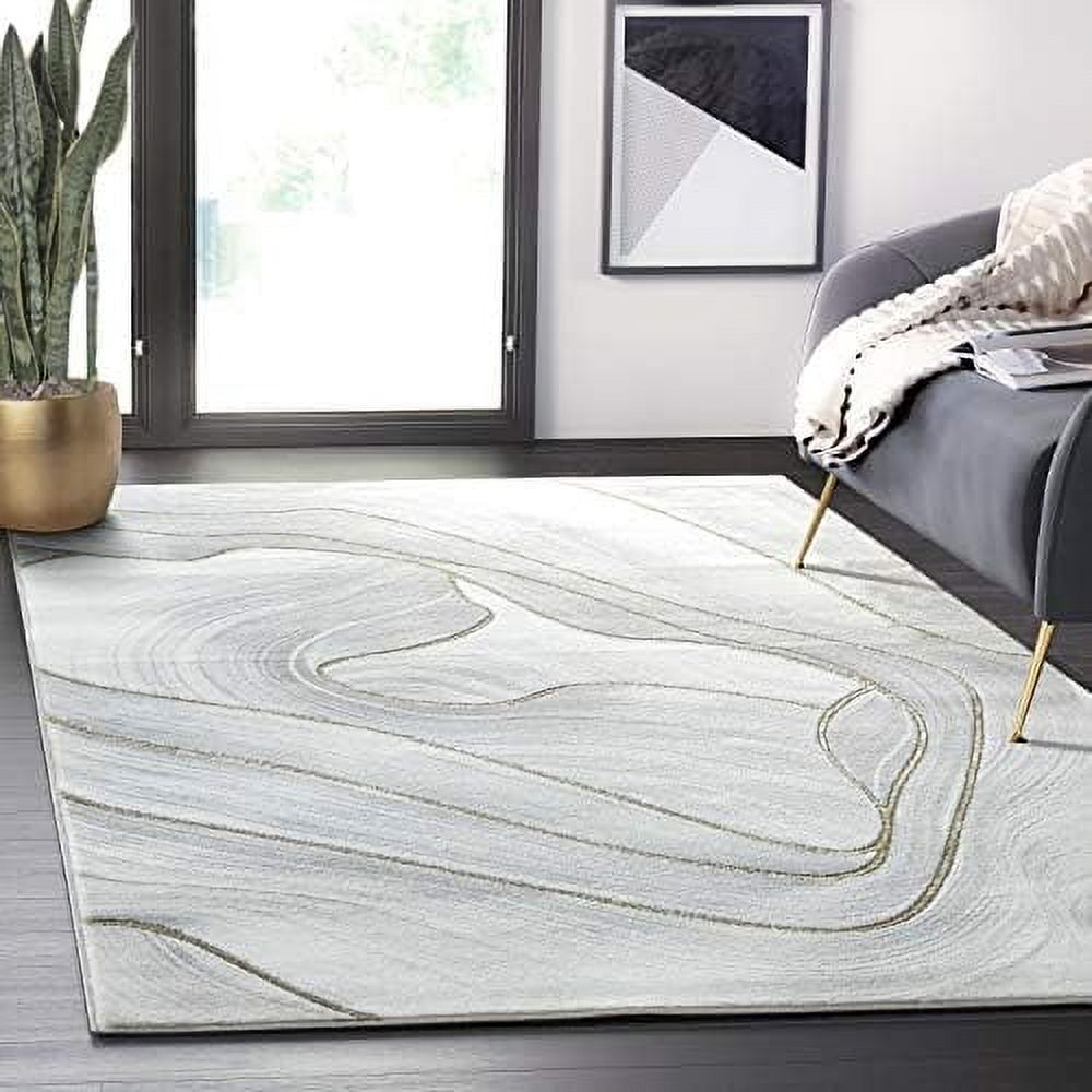 & Gold Metallic Contemporary Ribbon Area Rug, 5'3"x7'6" (5x8) Rugs ...