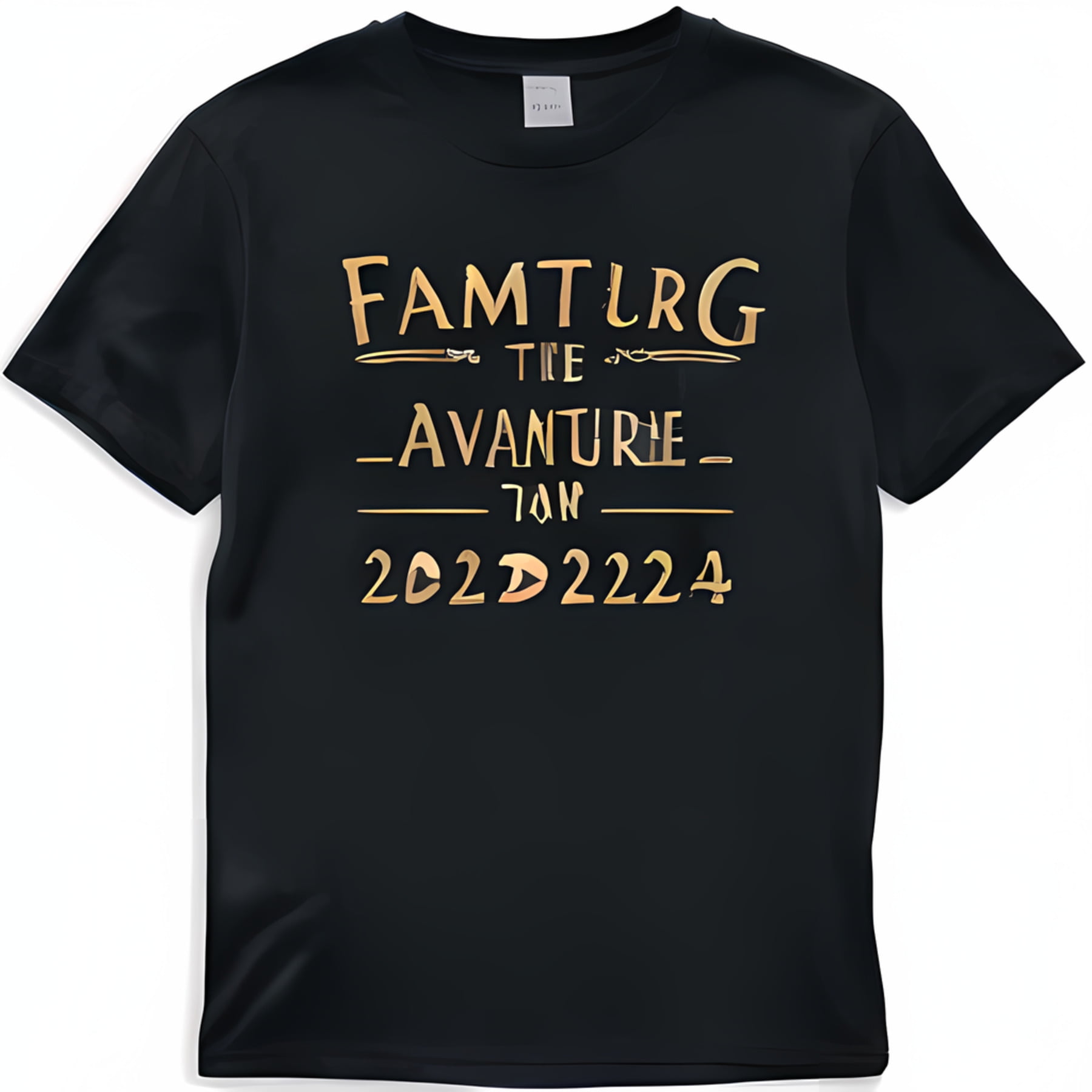 Gold Metallic Cursive Typography Black T-Shirt with 2024 Vector ...