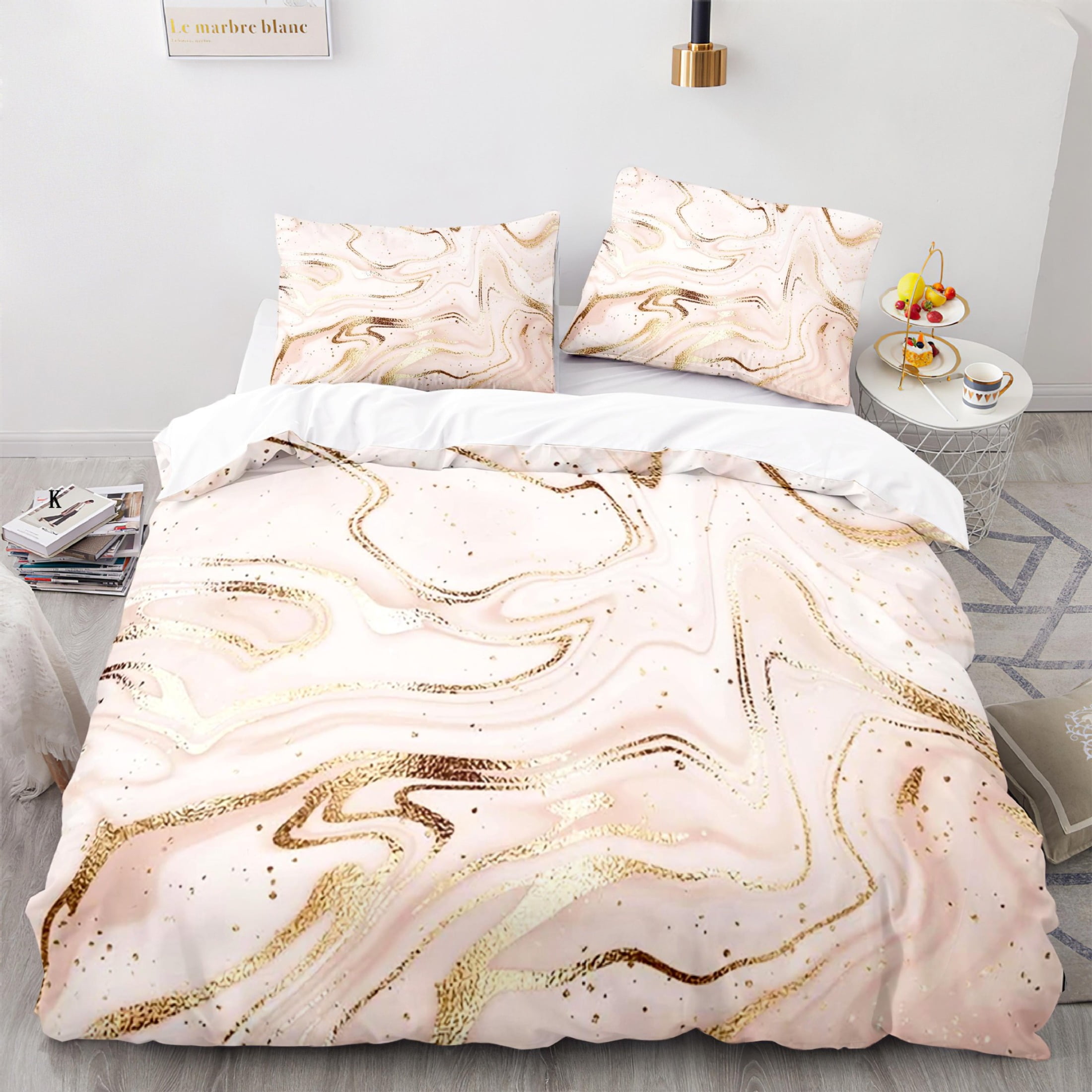Gold Metallic Marble Comforter Cover Set Twin Full Queen King Size,3 ...
