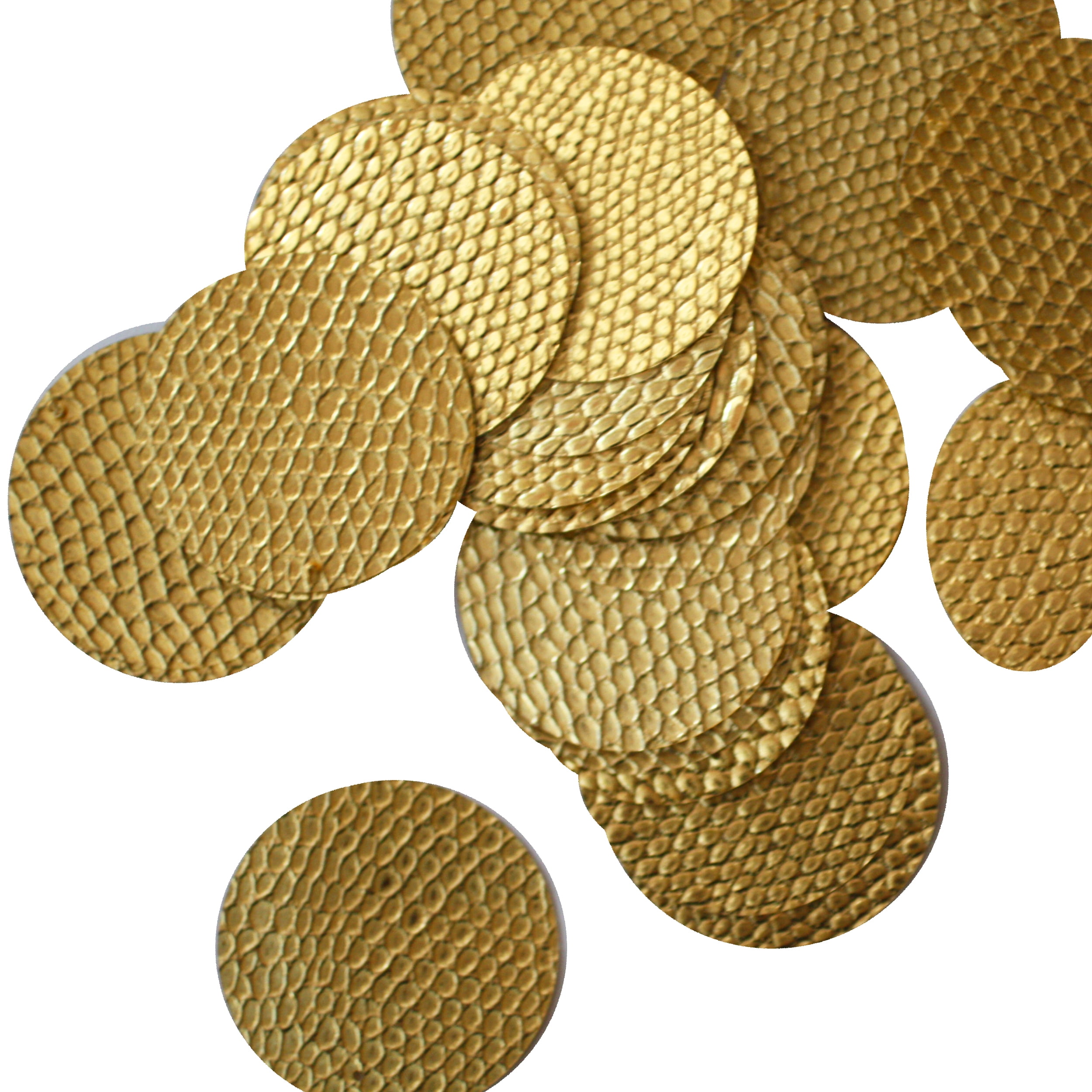 Gold Metallic Sequins 30mm Top Hole Lizard Snakeskin Texture Opaque ...