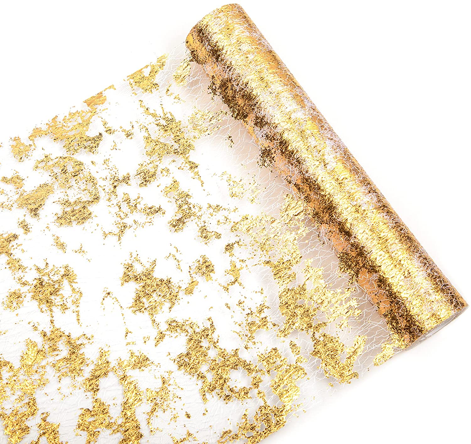 Gold Metallic Table Runner 11 Inches x 16 Feet Thin Mesh Sparkle Table ...