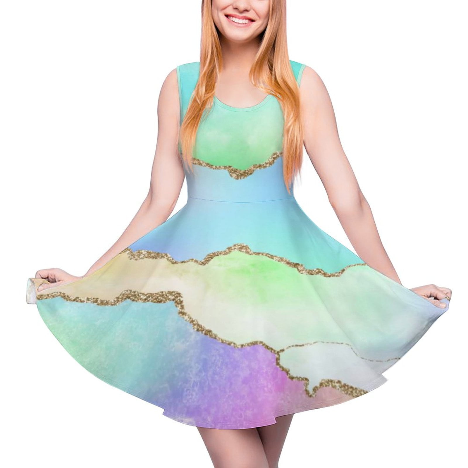 Gold Metallic Texture Dress Abstract Shiny Art Street Wear Dresses ...